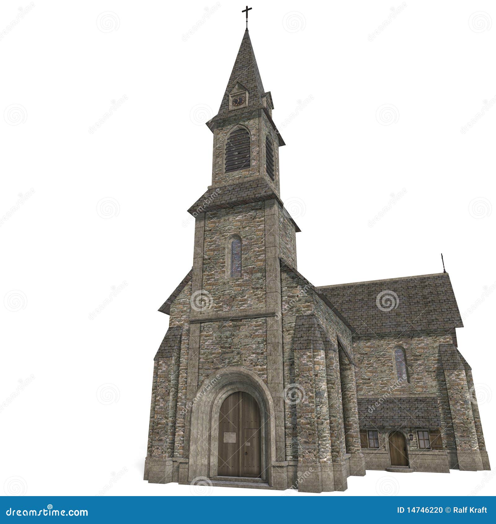 City Building Church. 3D Rendering with Clipping Stock Illustration ...