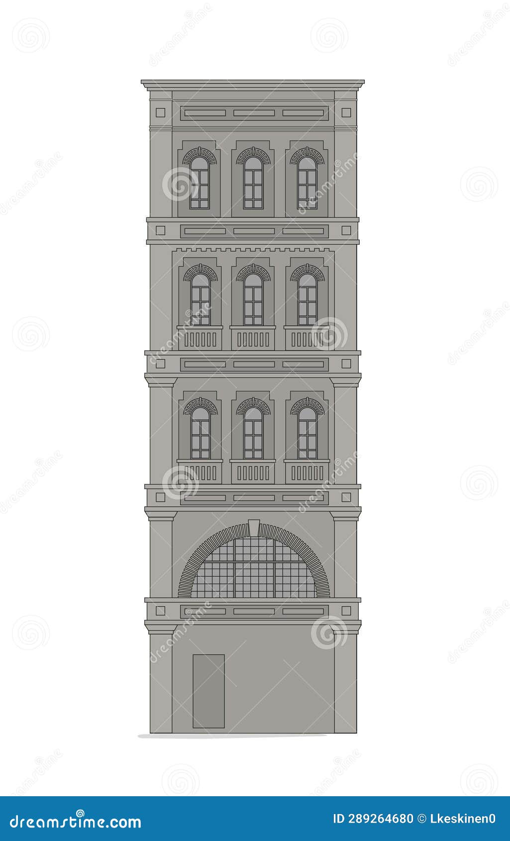 City Building of Classic Architecture Stock Illustration - Illustration ...