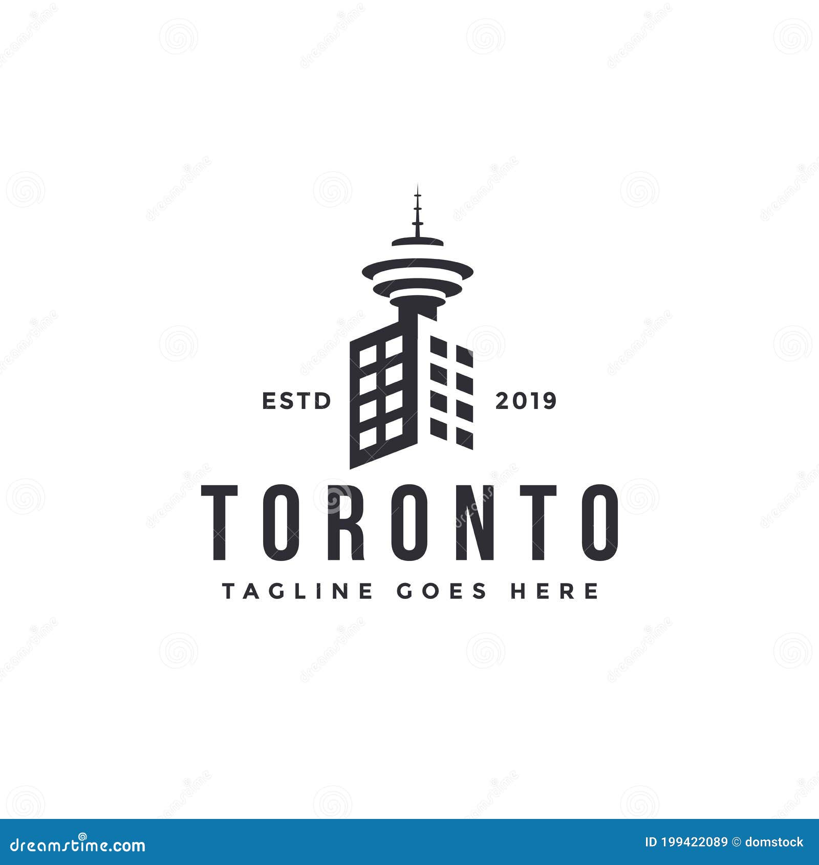 City Building and CN Toronto Tower Logo Icon Vector Template Editorial ...