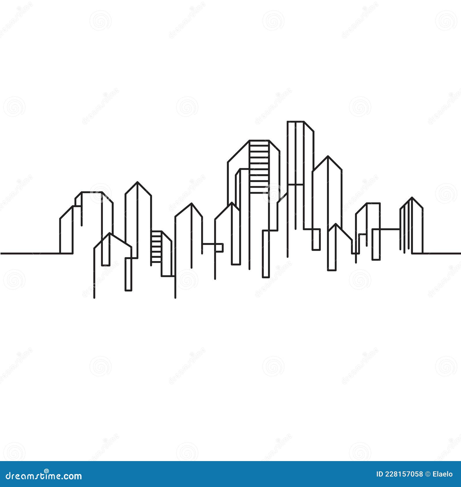 City Building Line Art Vector Illustration Template Stock Vector ...