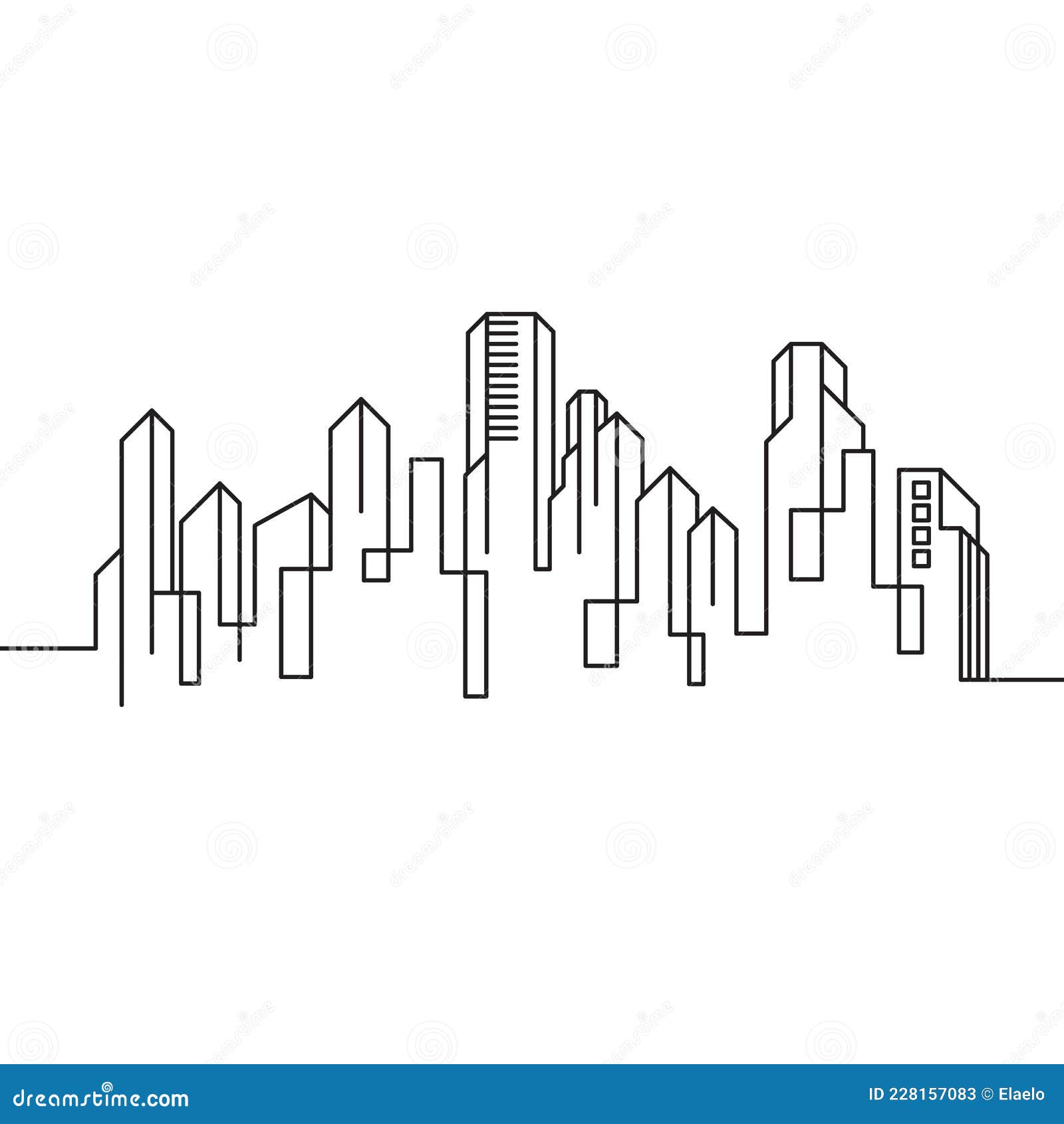 City Building Line Art Vector Illustration Template Stock Vector ...