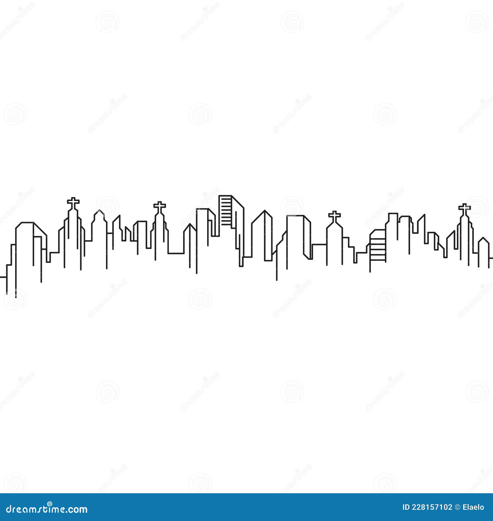 City Building Line Art Vector Illustration Template Stock Vector ...