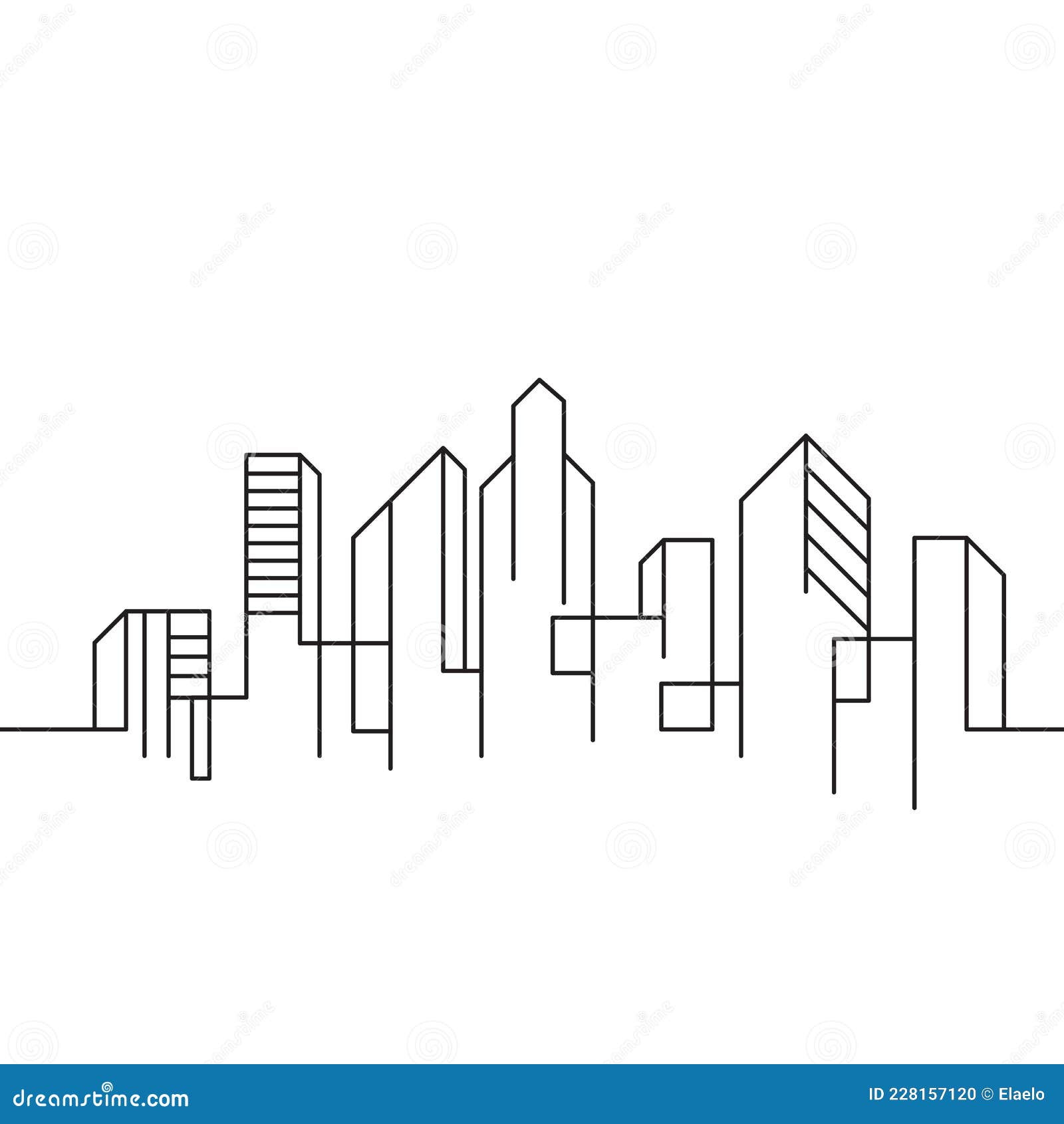 City Building Line Art Vector Illustration Template Stock Vector ...