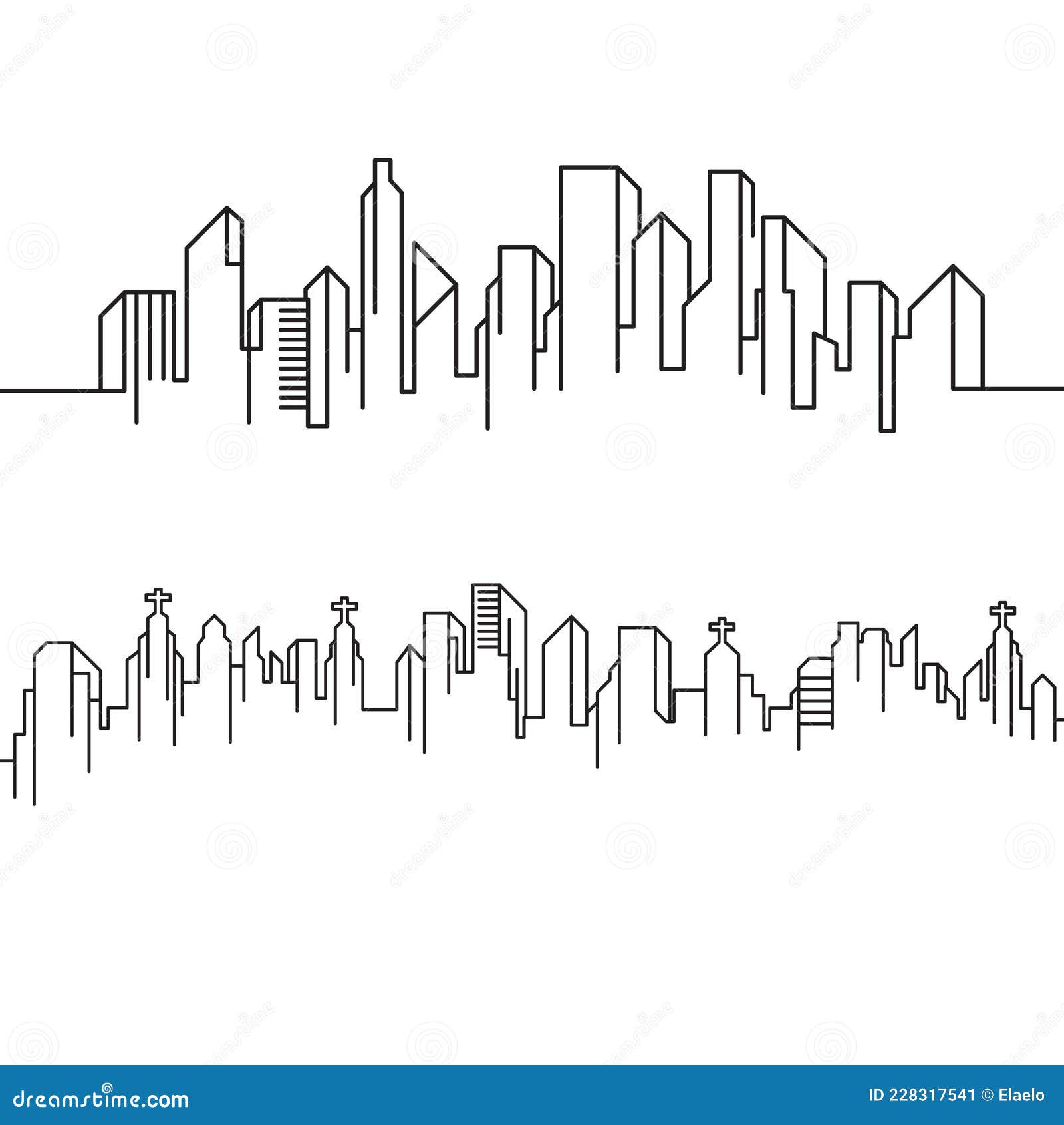 City Building Line Art Vector Illustration Template Stock Vector ...
