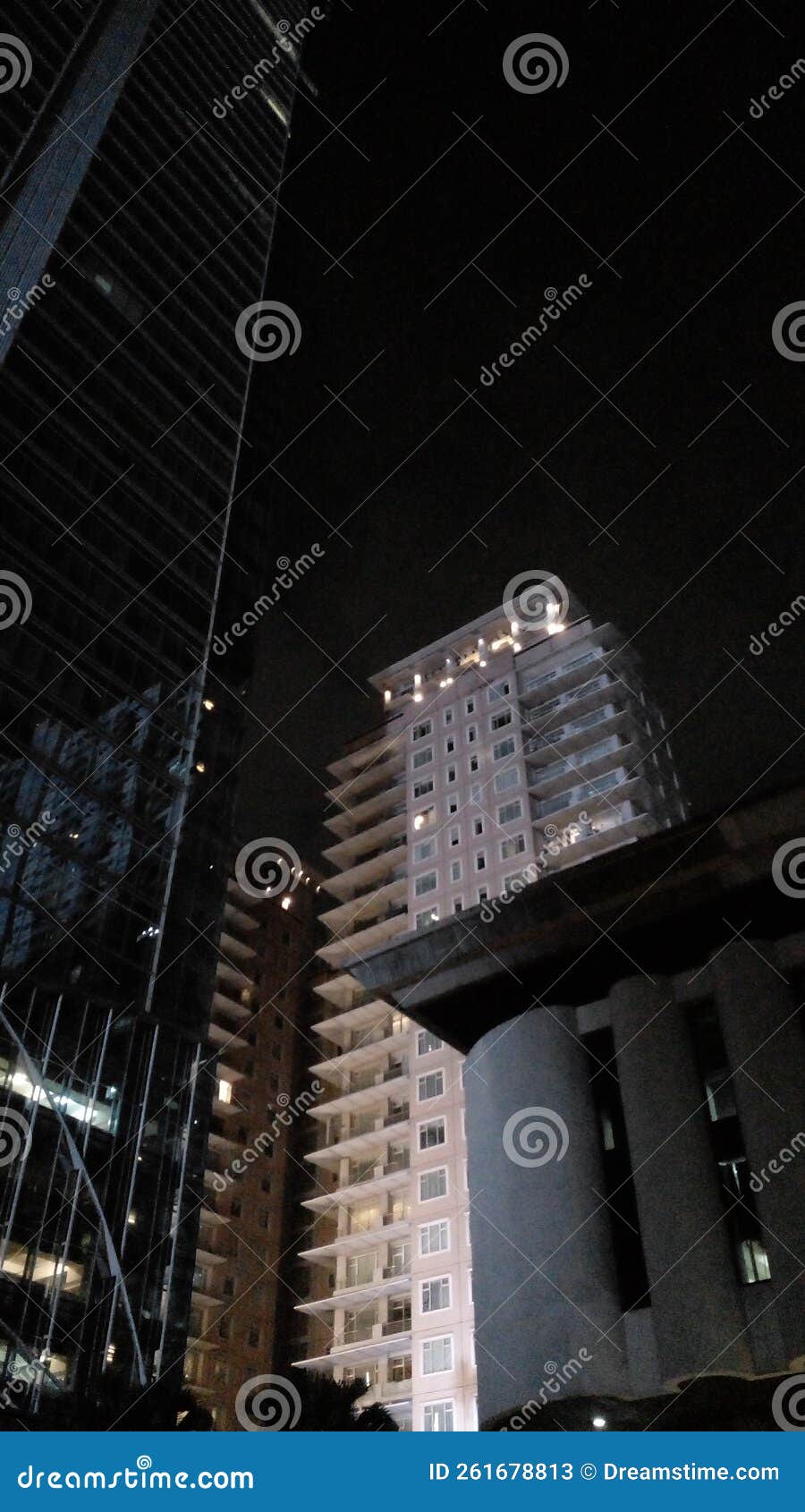 City buildings at night stock image. Image of build - 261678813