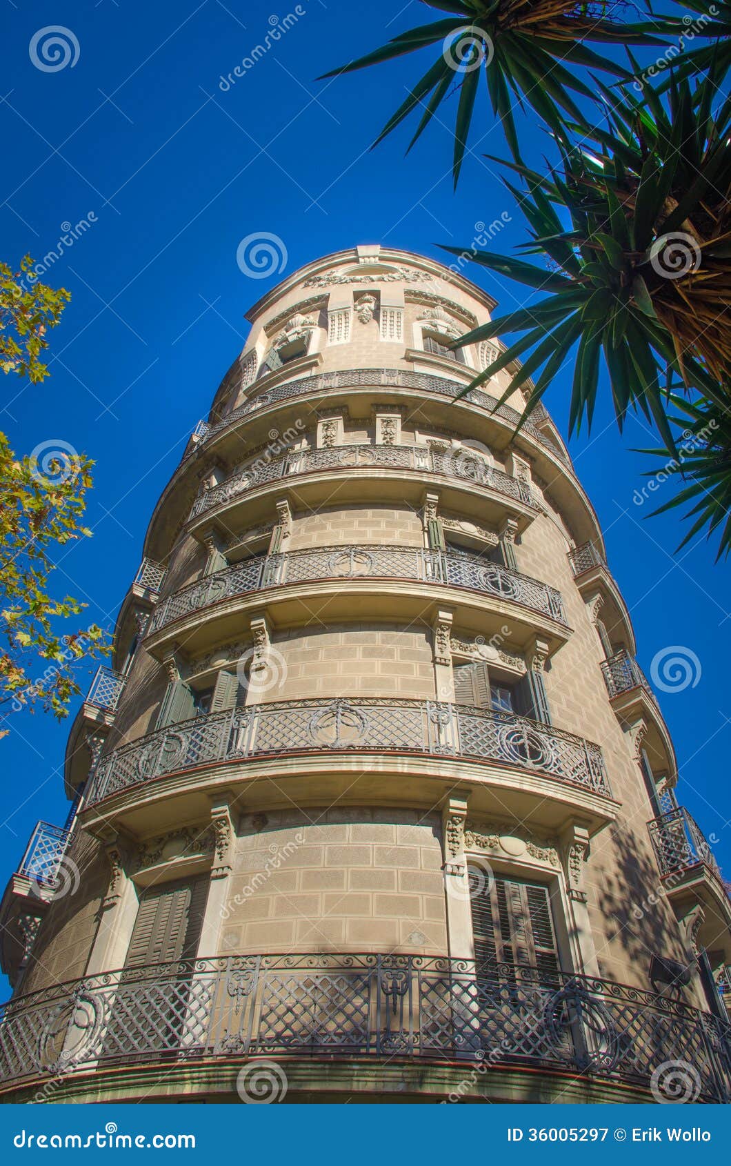 City building with palms stock image. Image of apartment - 36005297