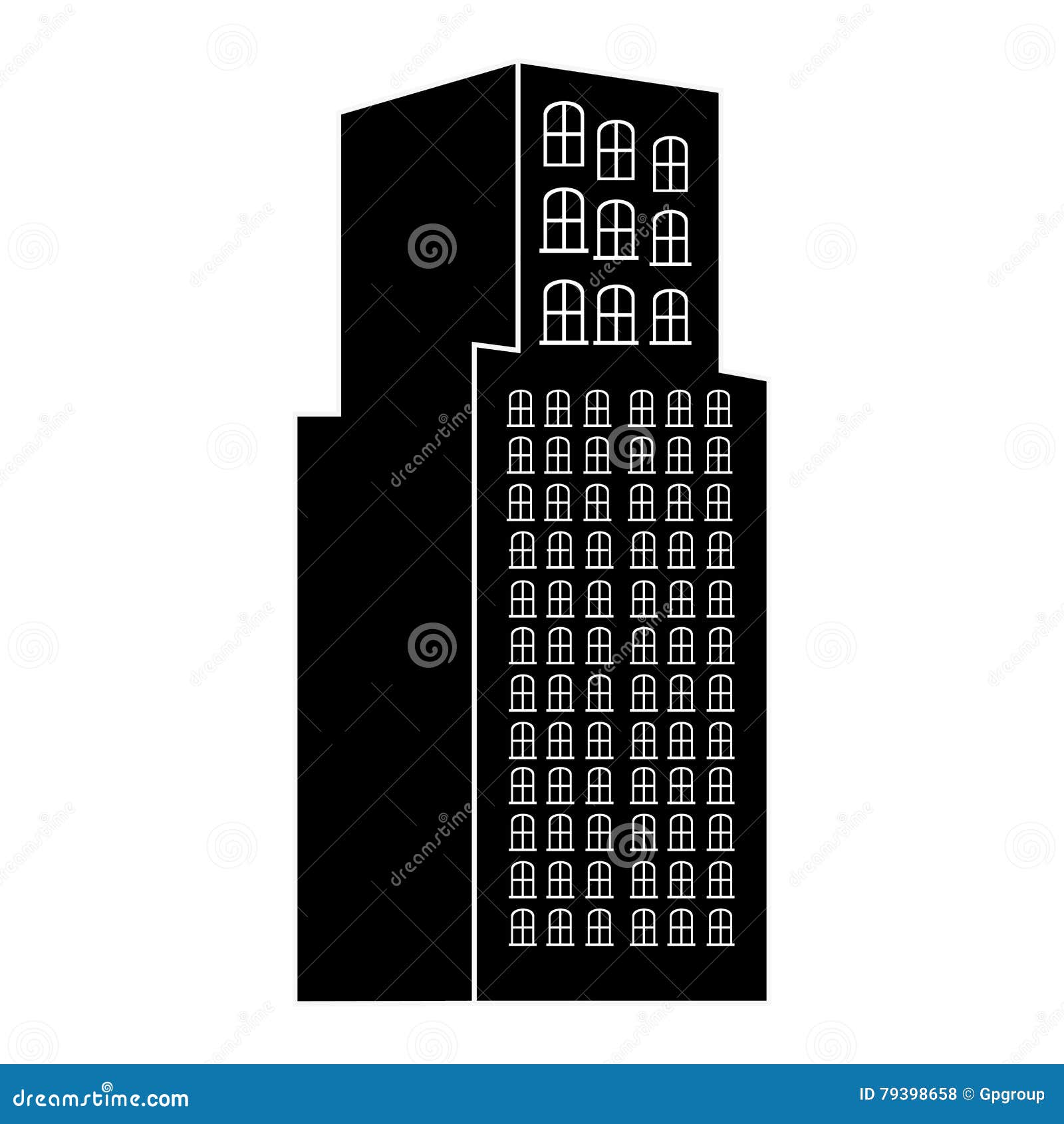 City Building Pictogram Icon Image Stock Vector - Illustration of door ...