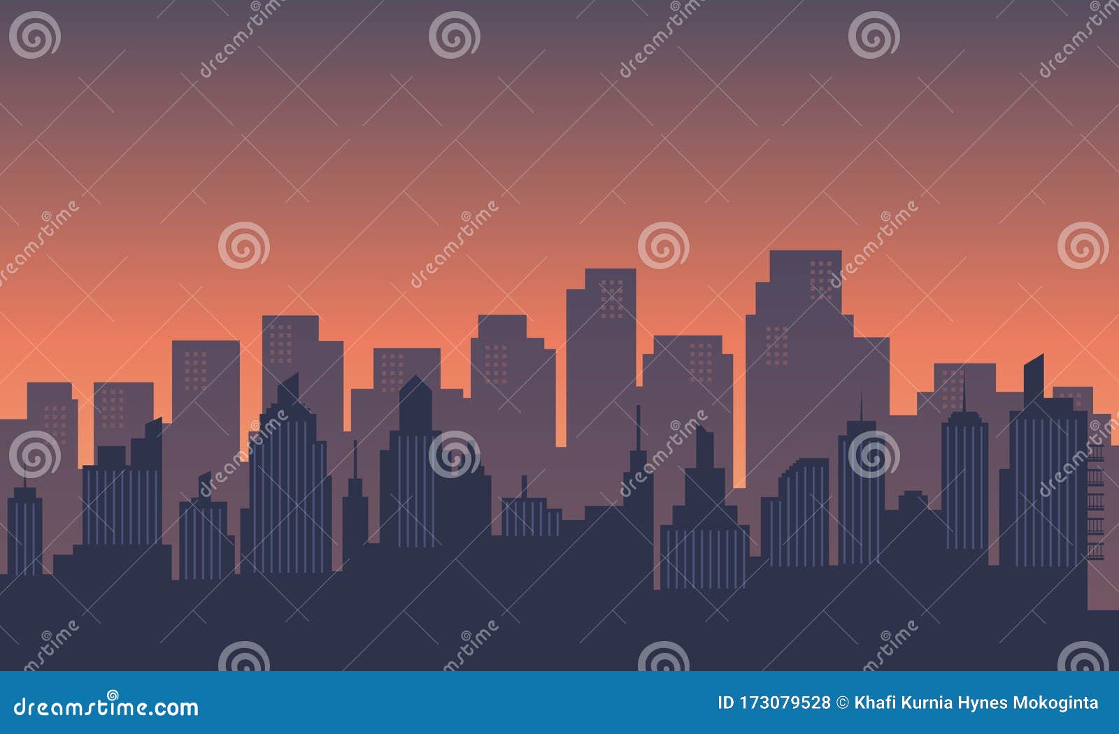 City Building Skyscraper in the Morning with Sunrise Stock Illustration ...