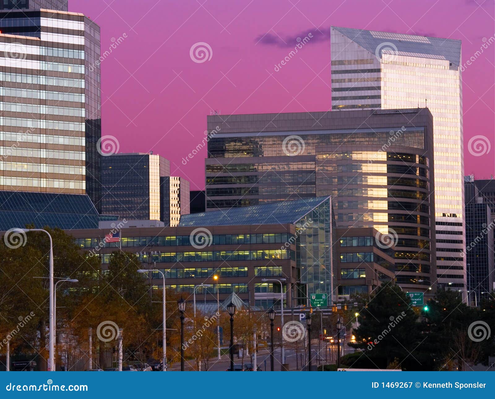 City buildings at dusk stock image. Image of municipality - 1469267