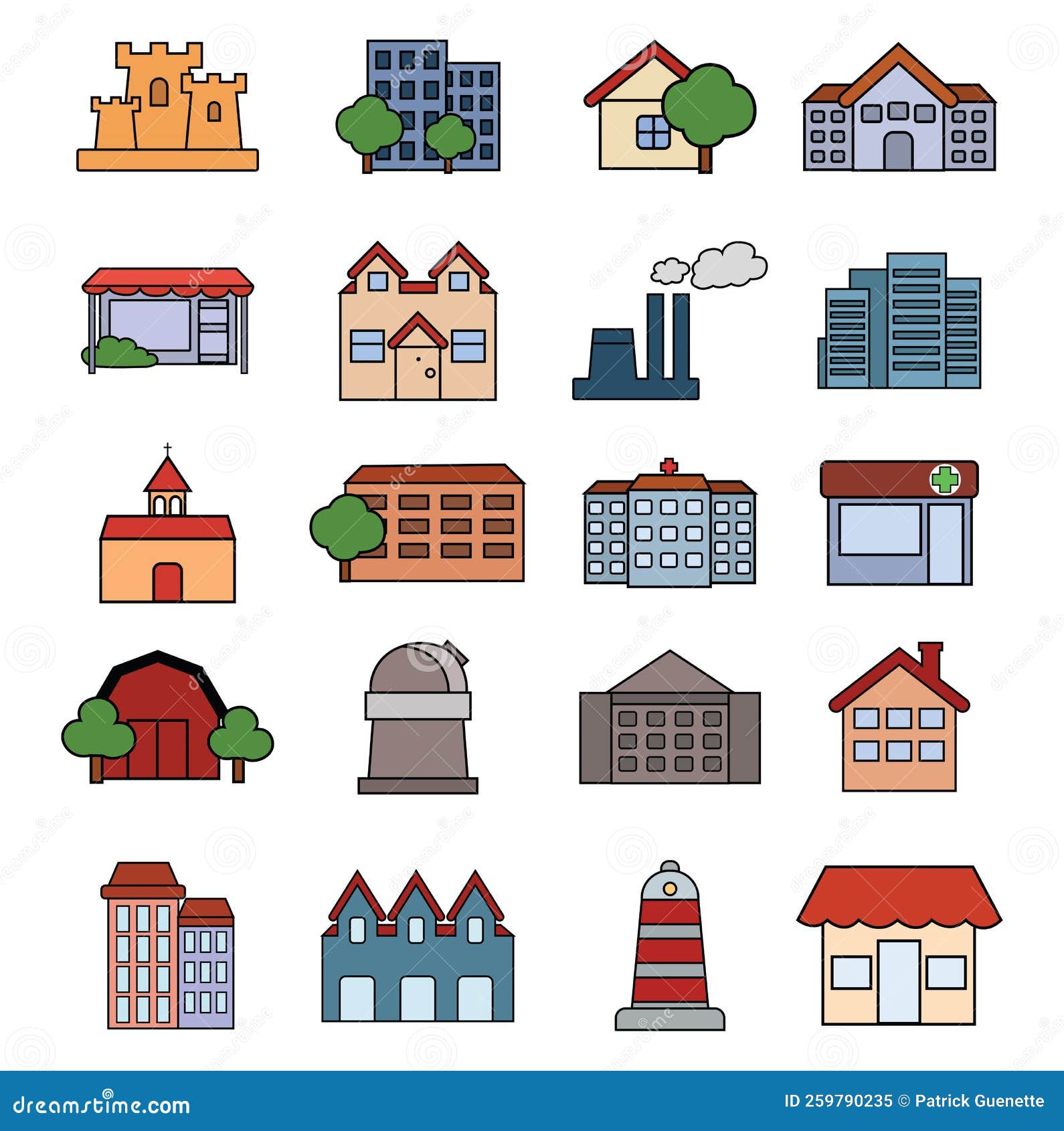 City buildings, icon stock vector. Illustration of house - 259790235