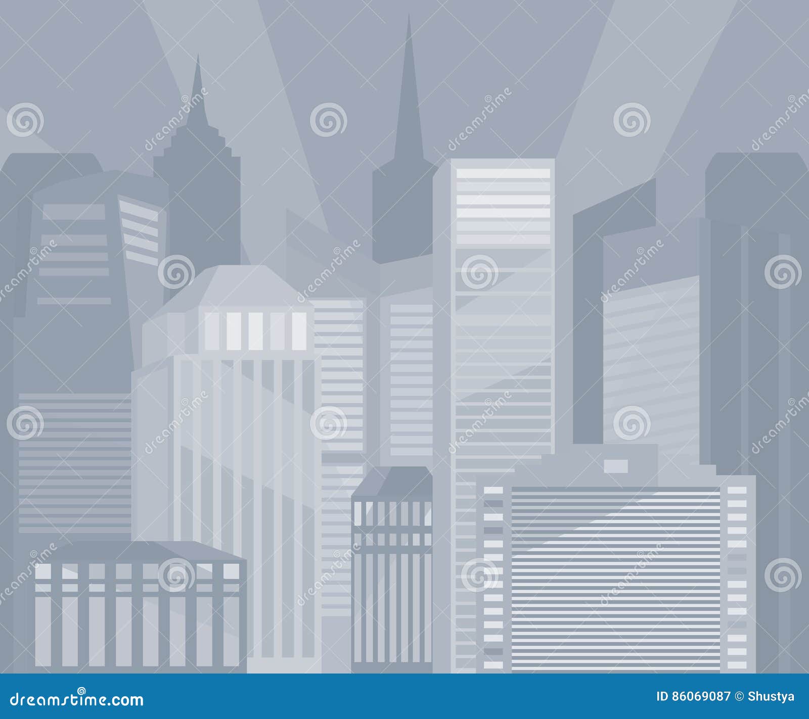 City Buildings Monochrome Illustration Stock Illustration ...