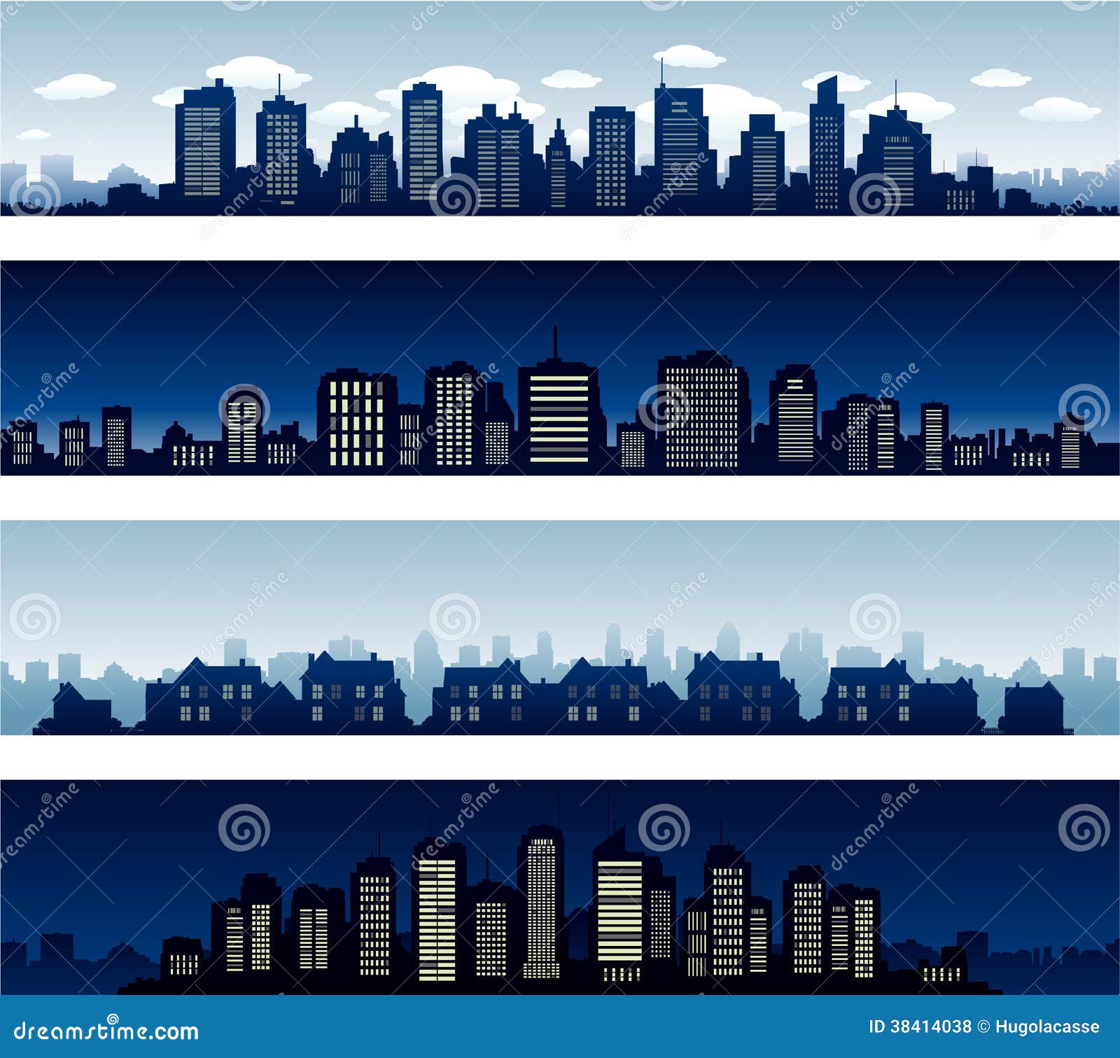 City Buildings at Night and Day Stock Vector - Illustration of business ...