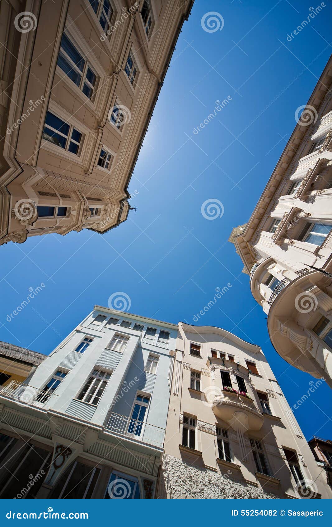 City buildings perspective stock photo. Image of urban - 55254082