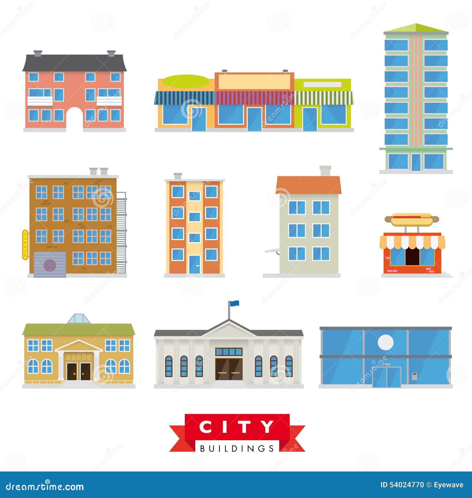 City Buildings Vector Set stock vector. Illustration of home - 54024770