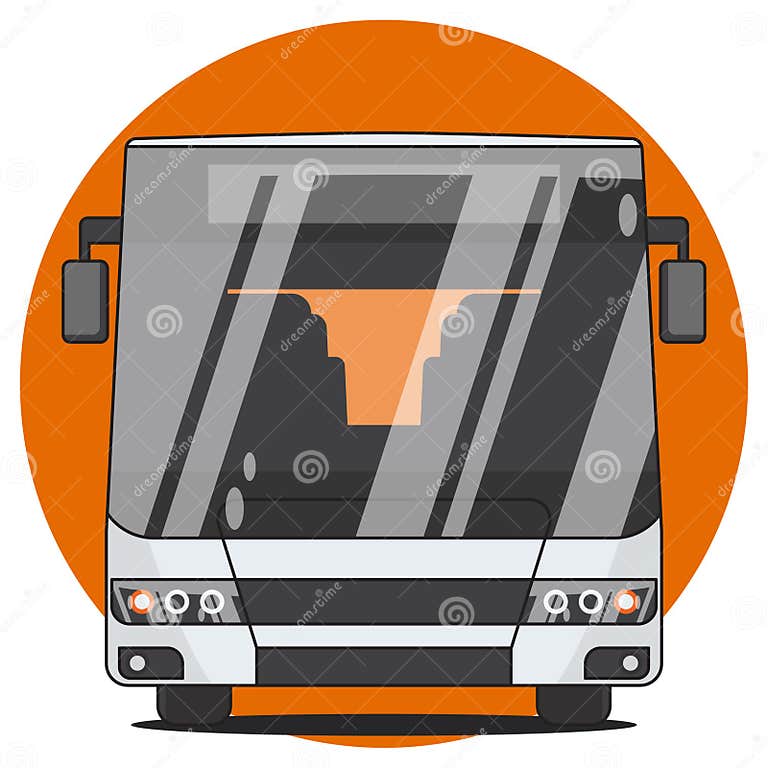City Bus Front View, Vector Illustration Stock Vector - Illustration of ...