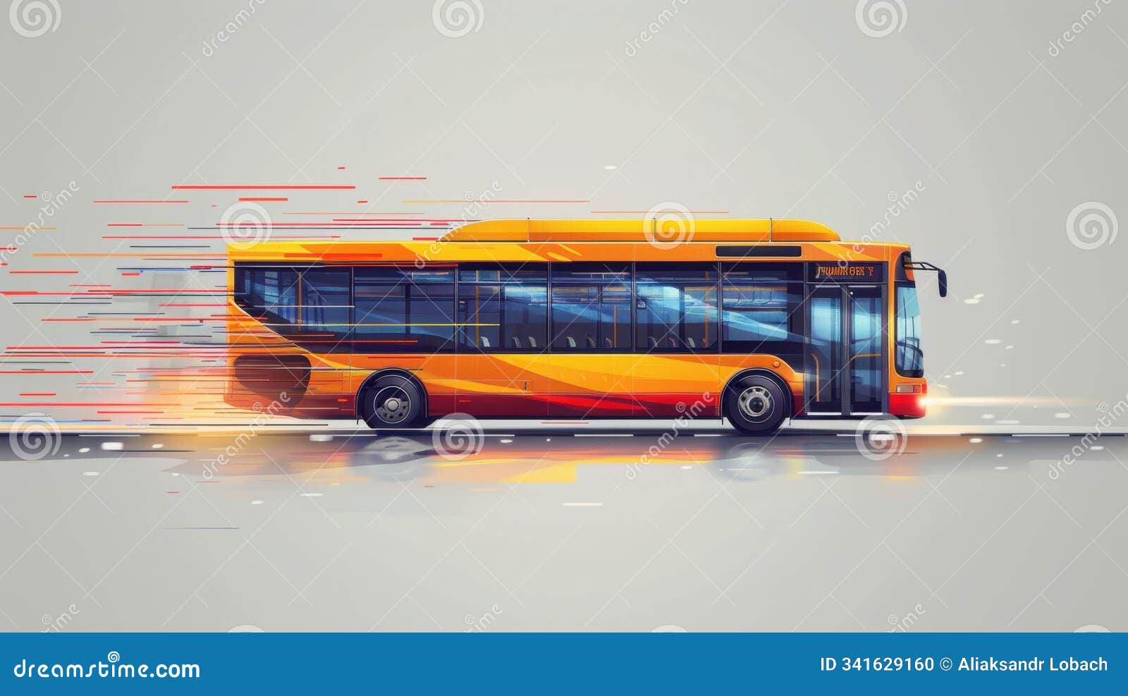 A City Bus is Moving Along the Road. Illustration Stock Illustration ...