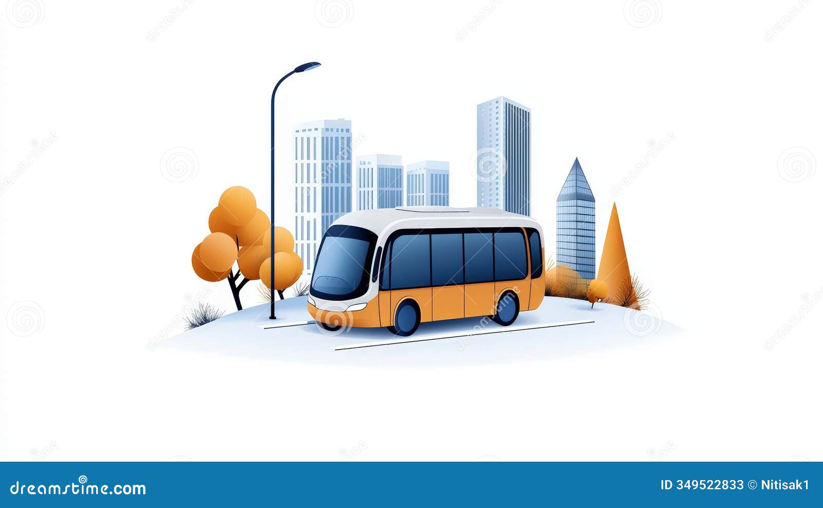 City Bus Parked in Urban Environment Stock Illustration - Illustration ...