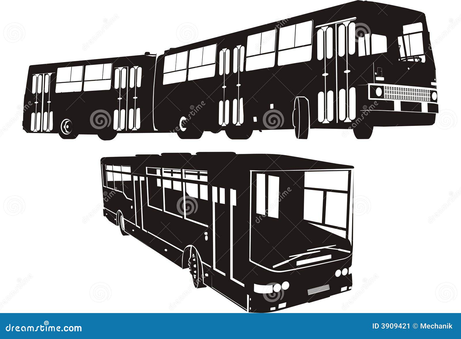 City Bus Silhouette Set Cartoon Vector | CartoonDealer.com #3909421