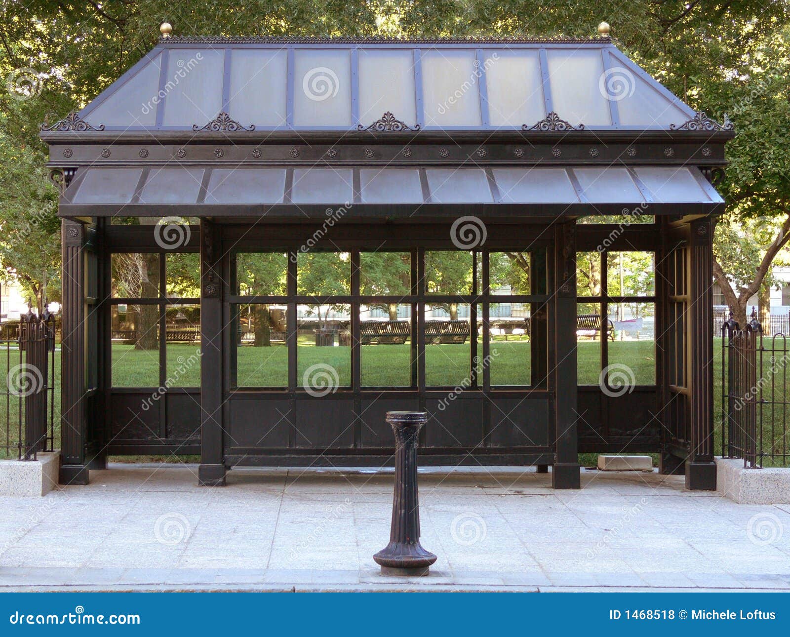 City Bus Stop on the Common Stock Photo - Image of sidewalks, brown ...