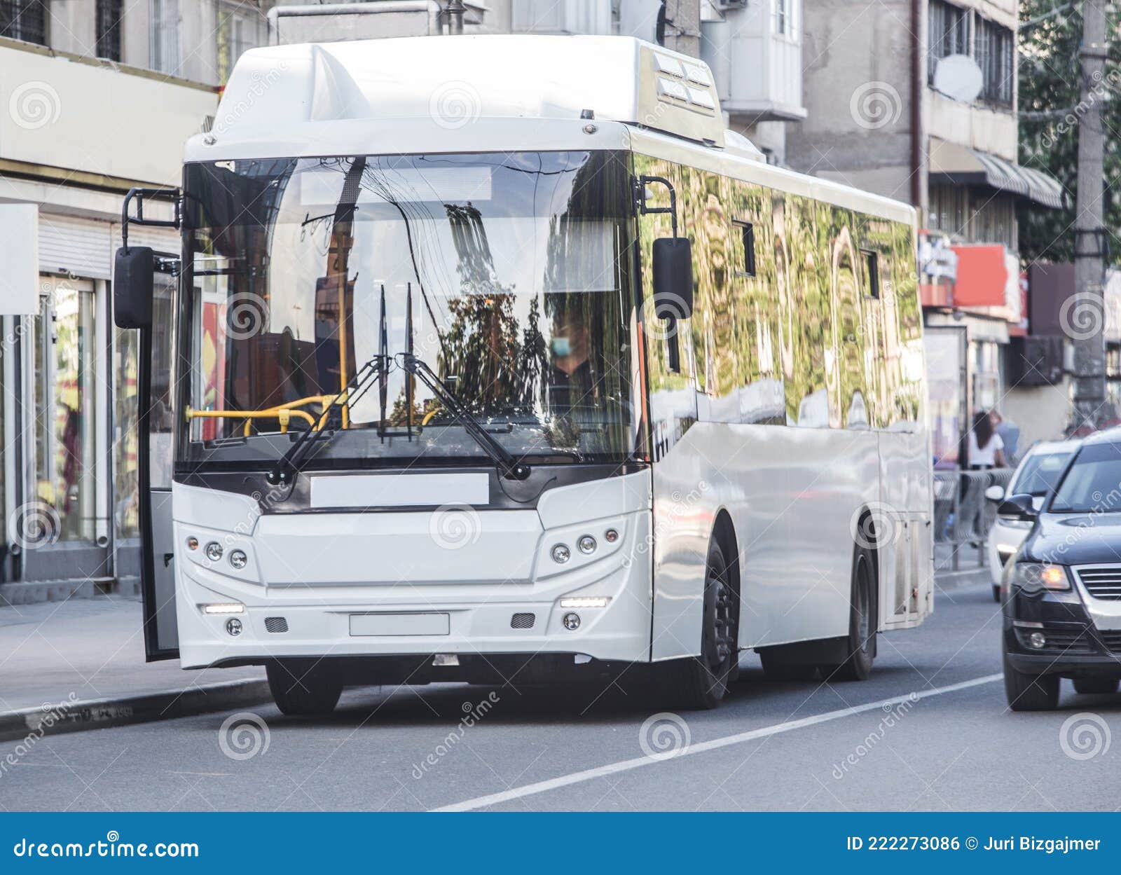 City Bus at a Stop on Street Stock Photo - Image of mock, modern: 222273086