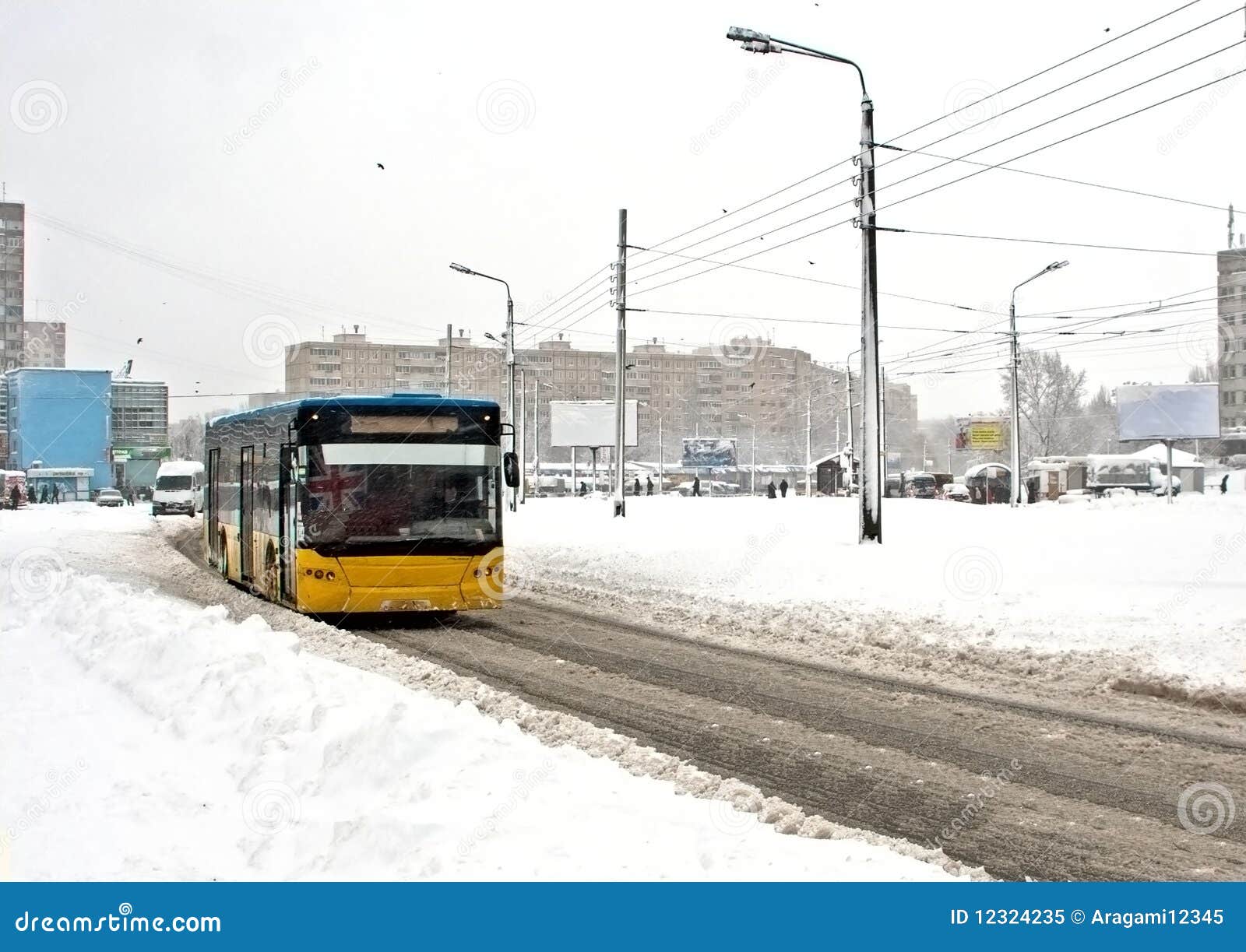 City bus in winter stock image. Image of snowflakes, frost - 12324235
