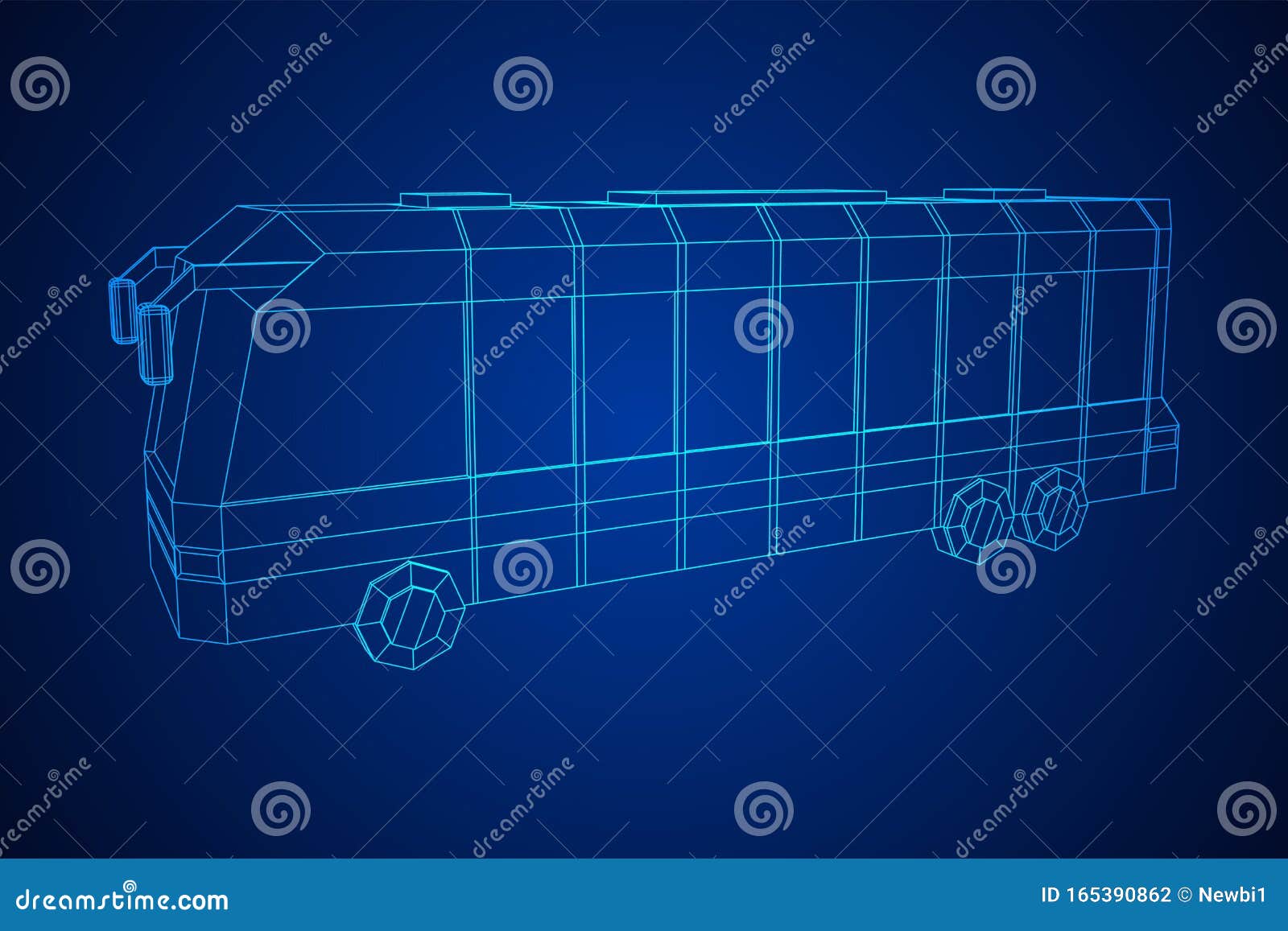 City Bus. Wireframe Low Poly Mesh Vector Stock Vector - Illustration of ...