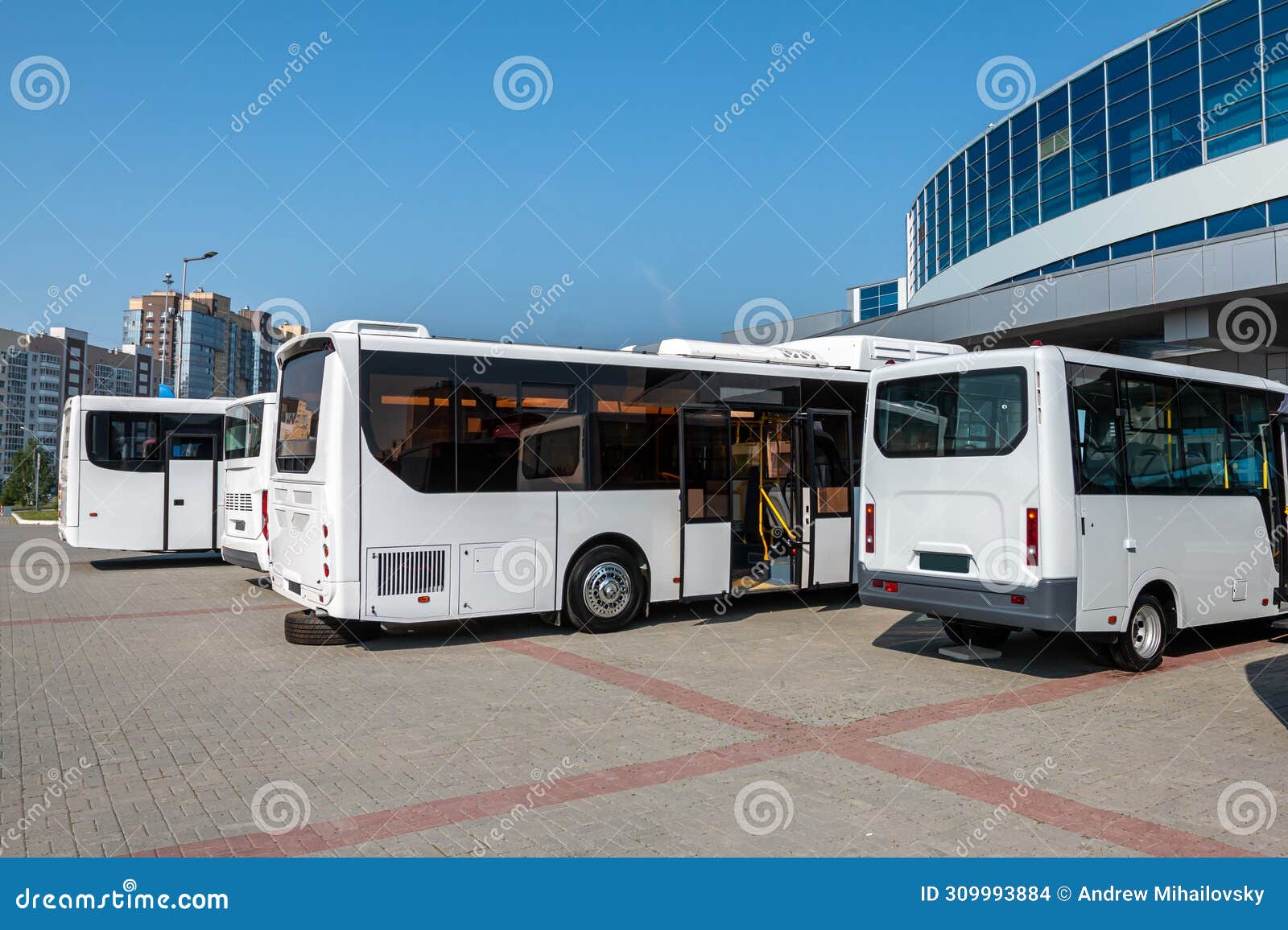 City Buses at the Bus Station on a Clear Day Stock Photo - Image of ...
