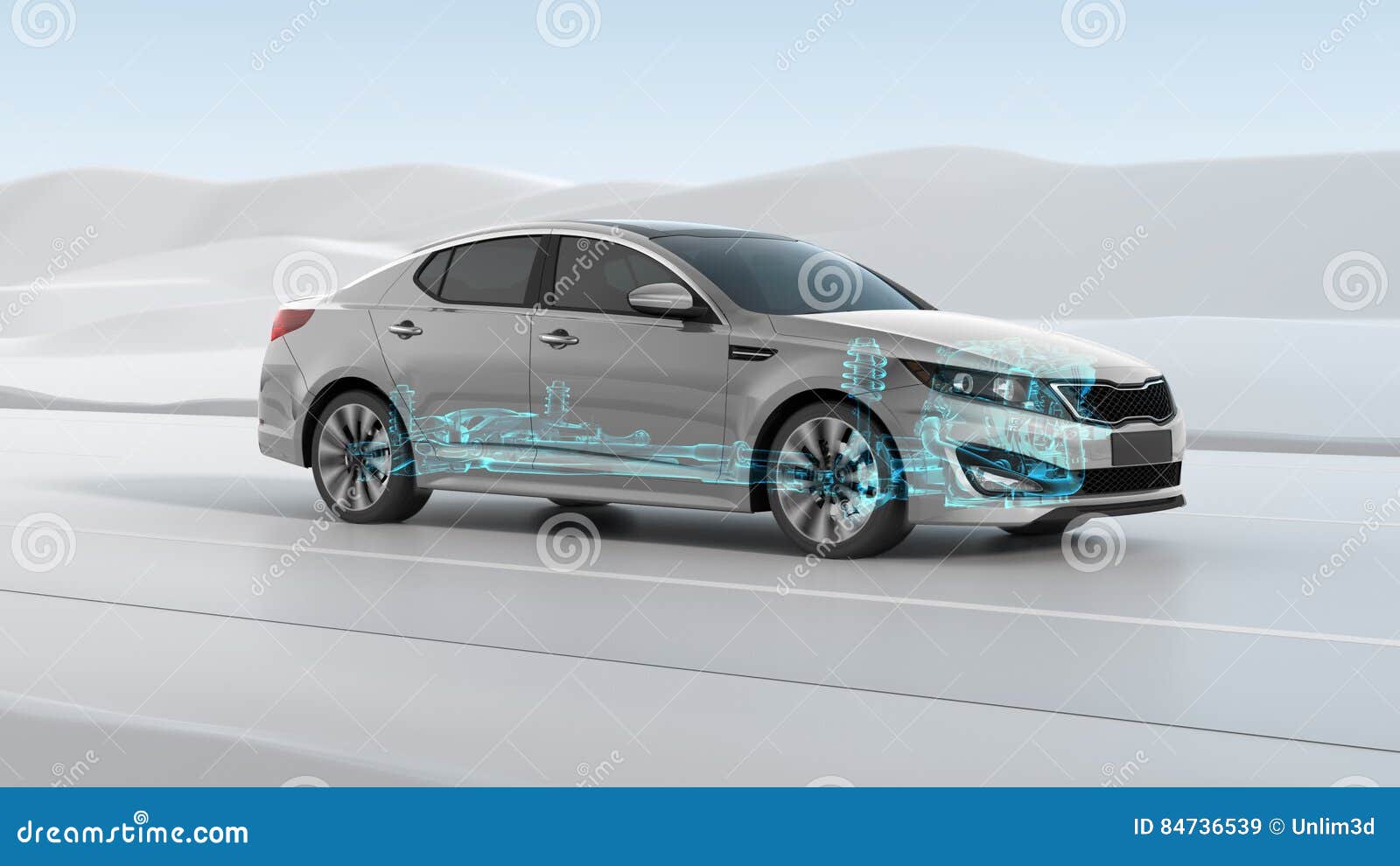 City Car Structure Overview during Driving. 3d Illustration Stock ...