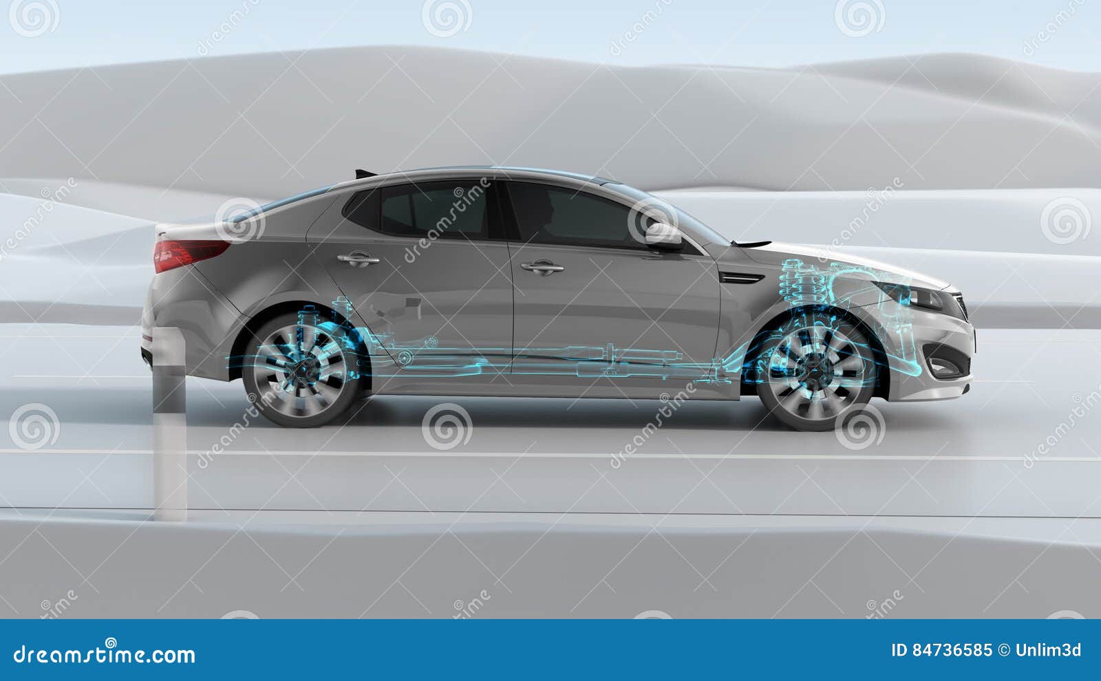 City Car Structure Overview during Driving. 3d Illustration Stock ...