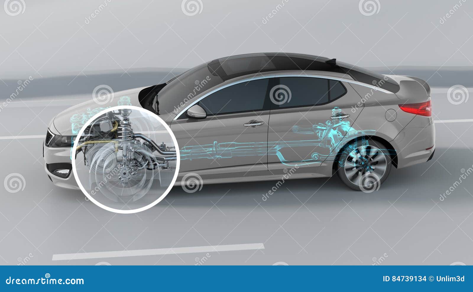 City Car Structure Overview during Driving. 3d Illustration Stock ...