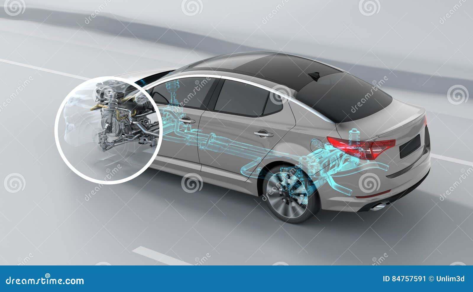City Car Structure Overview during Driving. 3d Illustration Stock Image ...
