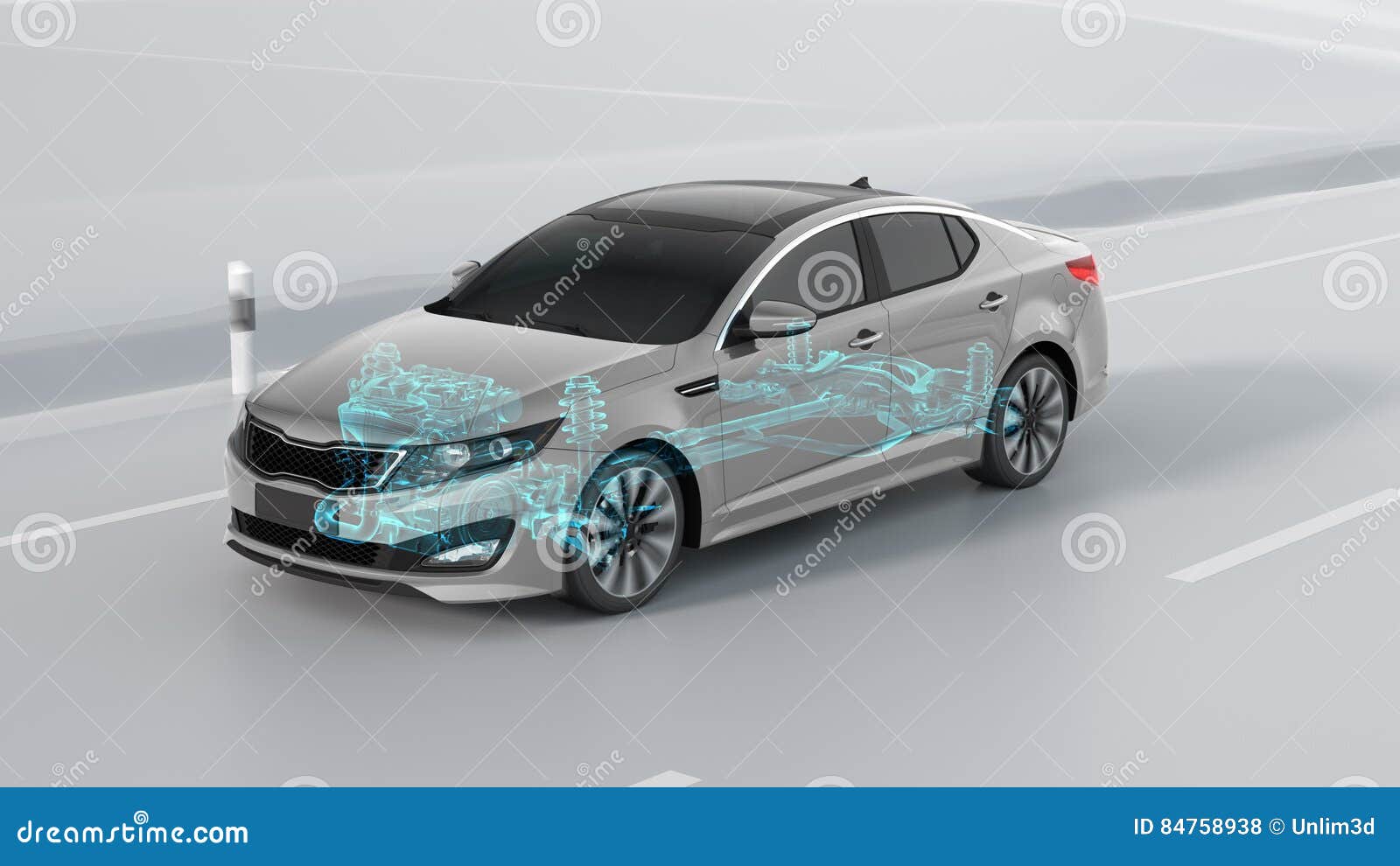 City Car Structure Overview during Driving. 3d Illustration Stock Photo ...