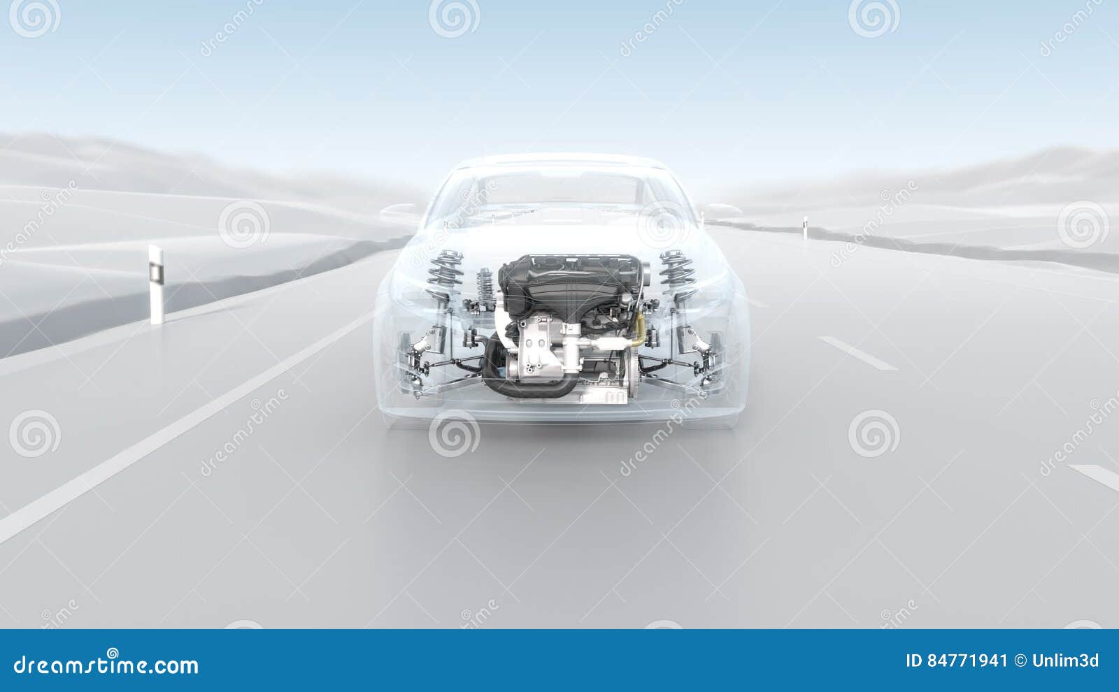 City Car Structure Overview during Driving Top View . 3d Illustration ...