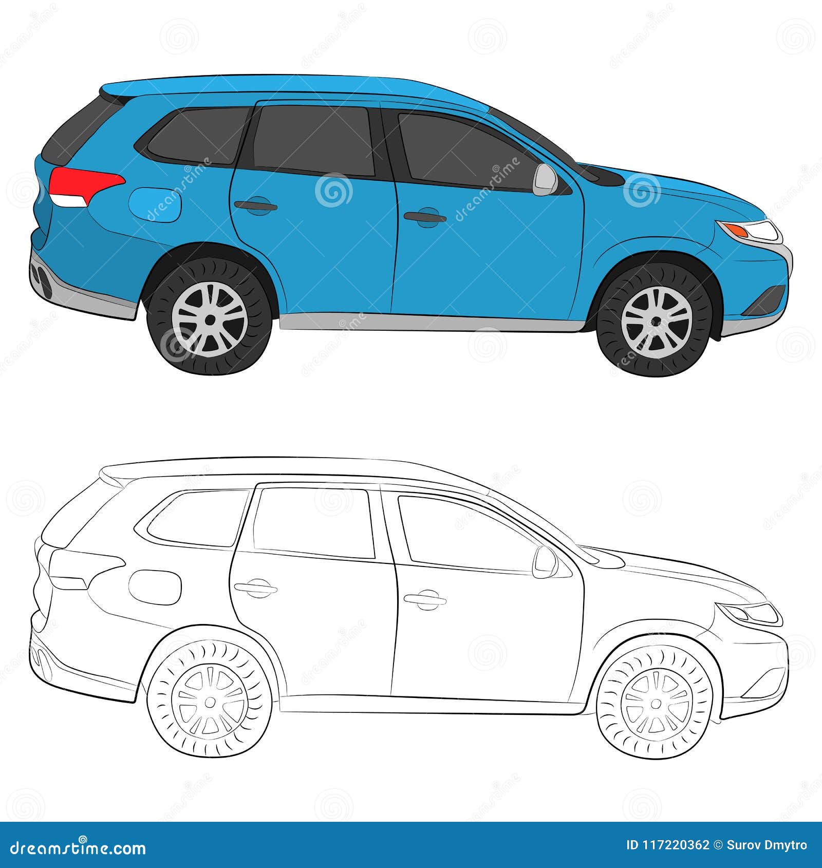 City Car Vector Drawing Illustration Stock Illustration - Illustration ...