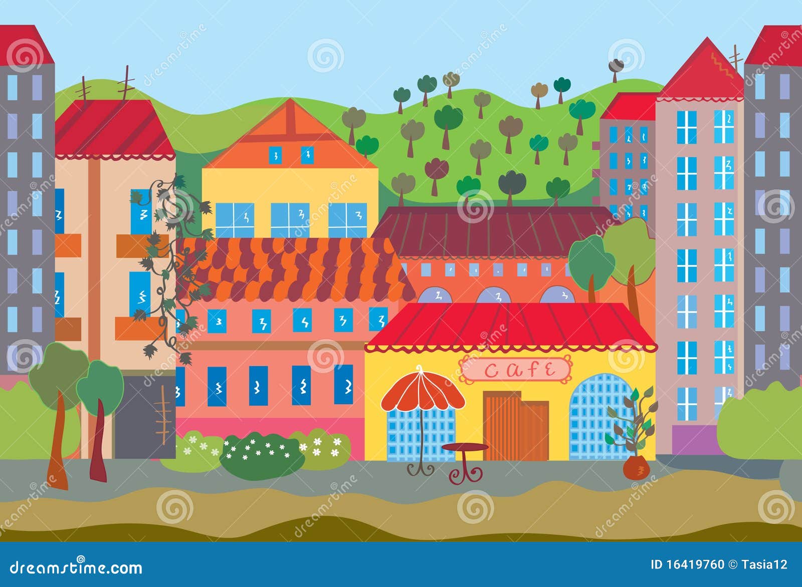 City Cartoon Seamless Pattern Stock Photo - Image: 16419760