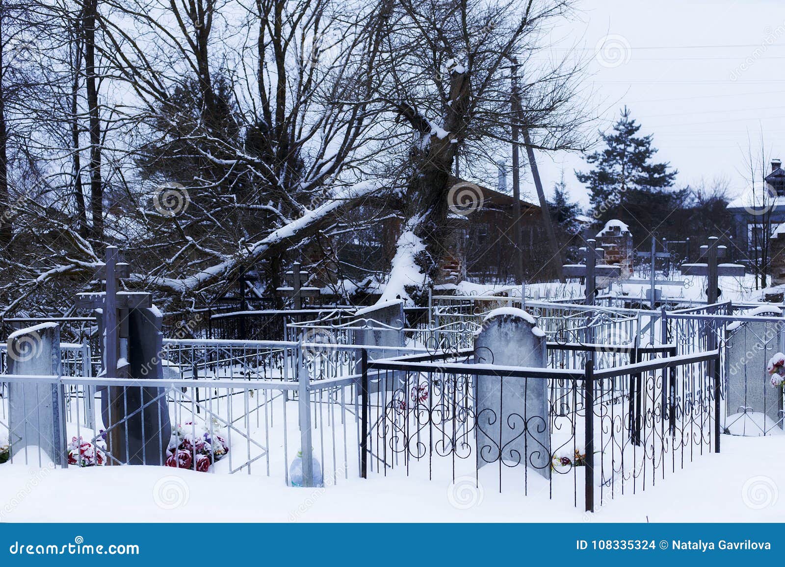 City Cemetery , Snow, Winter Stock Photo - Image of gravestones ...