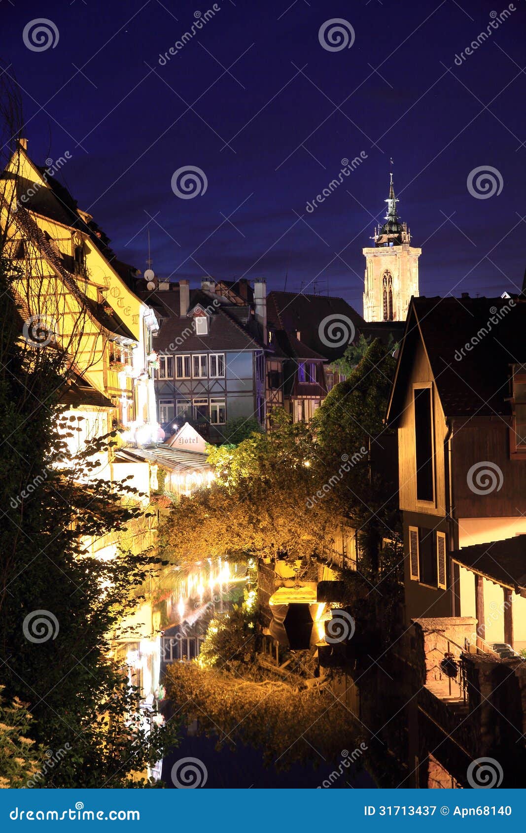 The City Center of Colmar by Night Stock Image - Image of alsace, lauch ...
