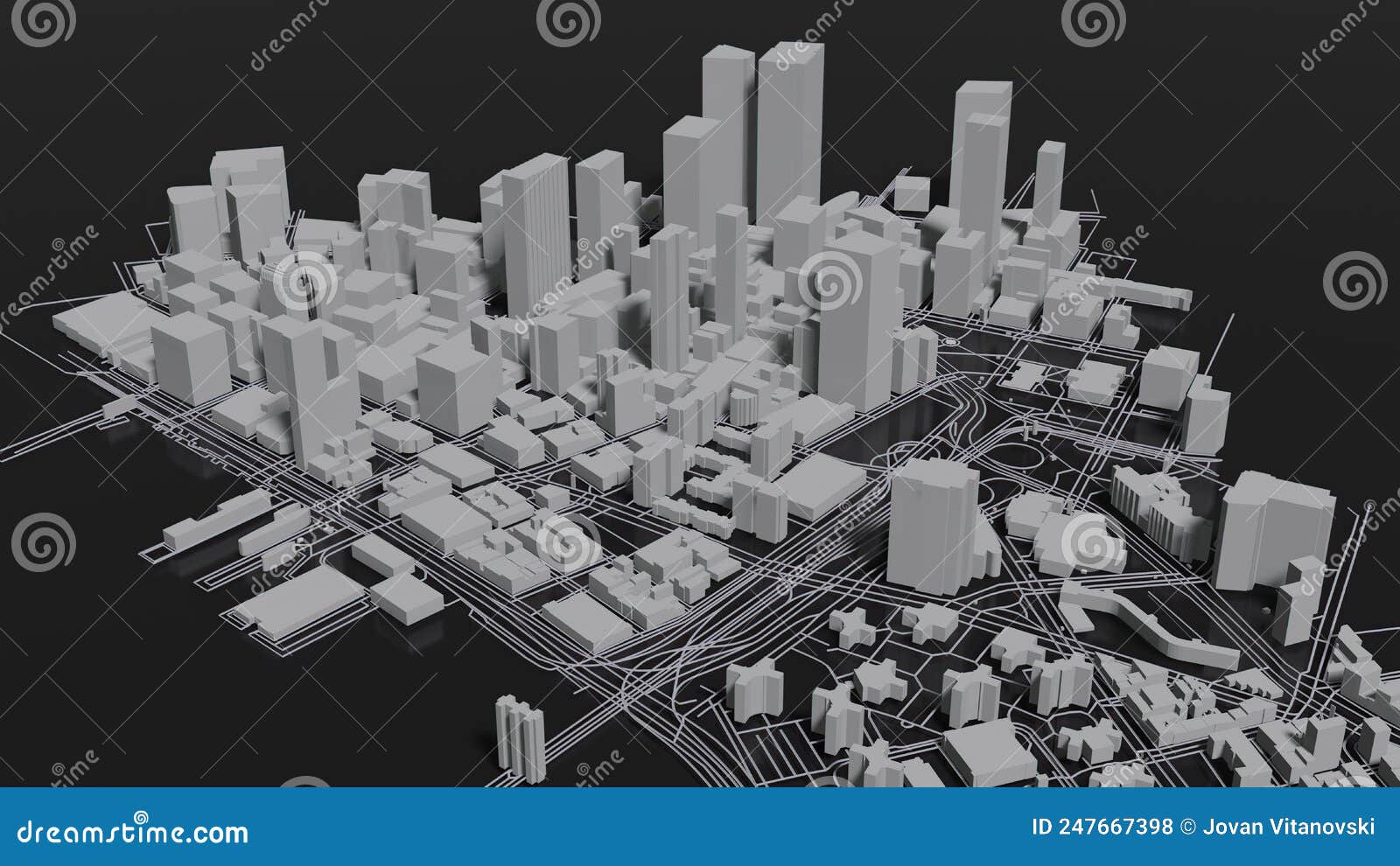 City Center 3d Rendering . Architectural Landscape Stock Illustration ...