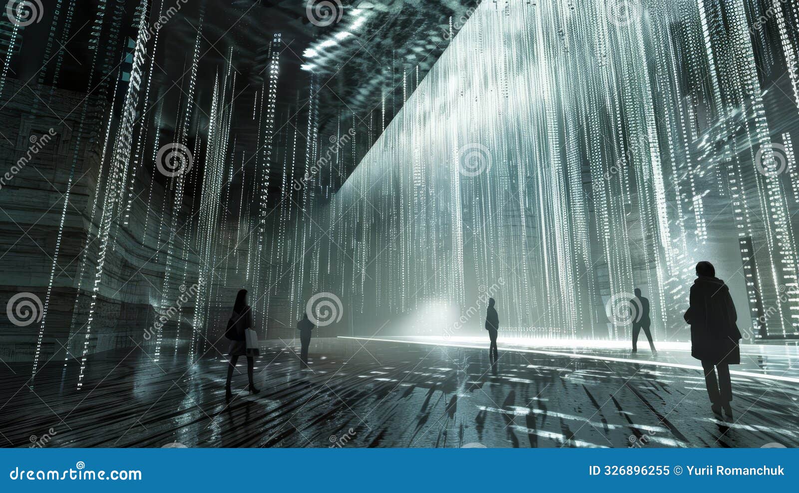 City Center Data Waterfall Interactive Light Walls and Upward View at ...