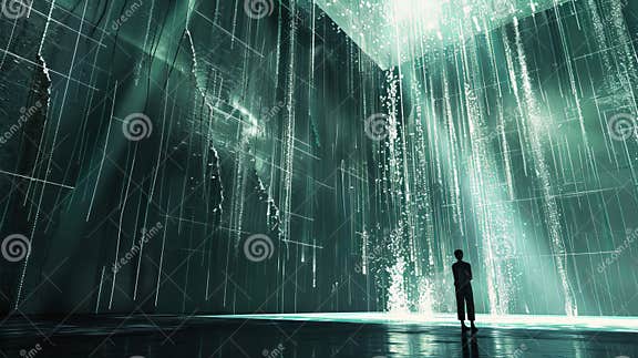 City Center S Digital Data Waterfall Interactive Light and Shadow Walls ...