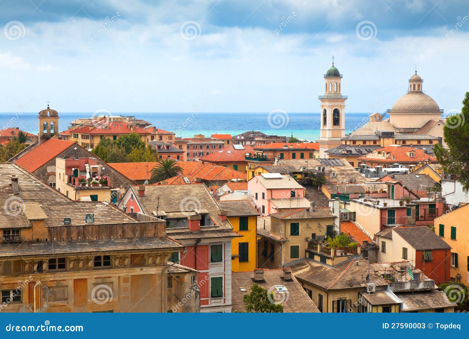 City Centre of Chiavari, Italy Stock Image - Image of church, roofs ...