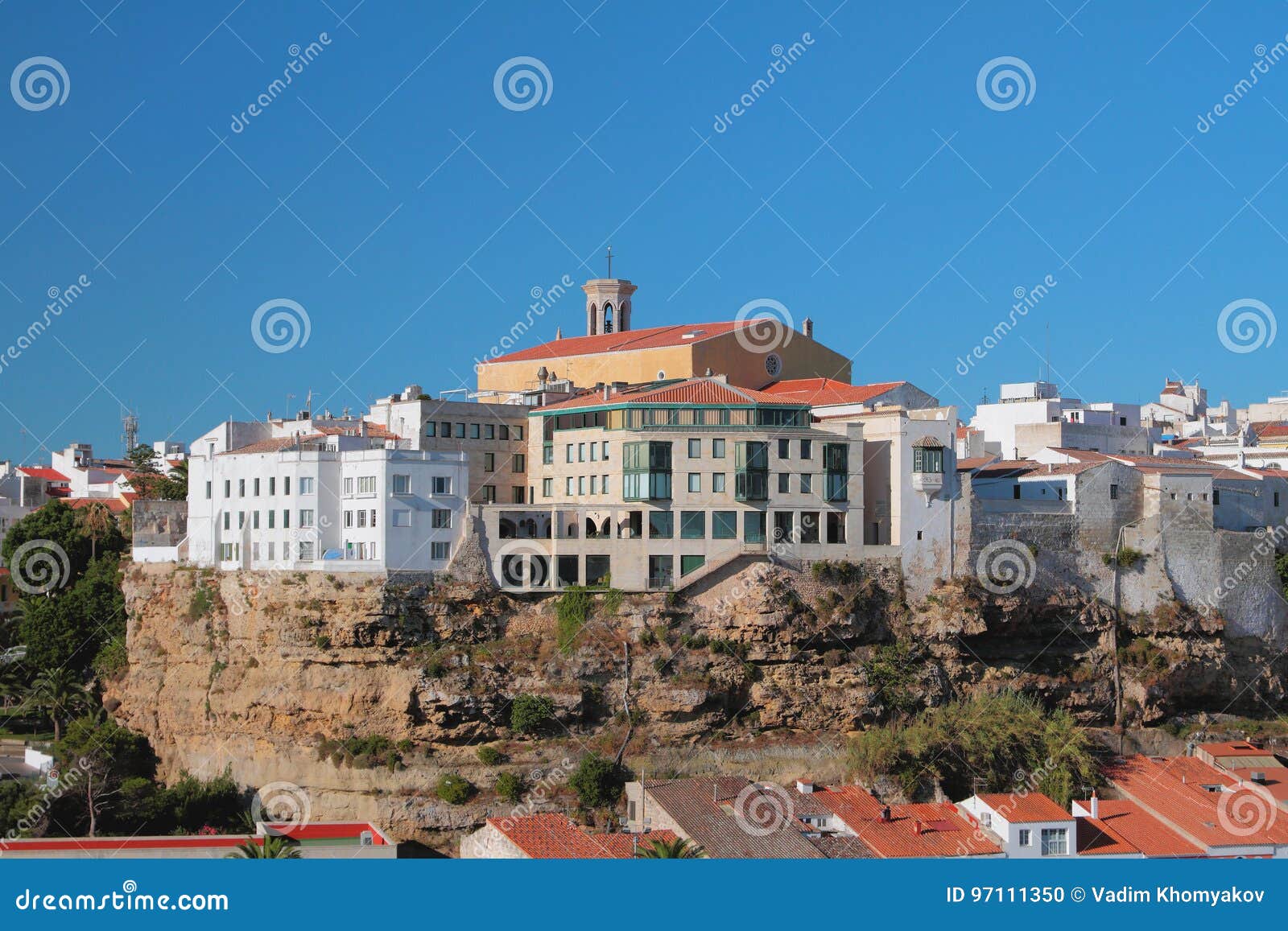 City and Church. Mahon, Minorca, Spain Stock Photo - Image of clear ...