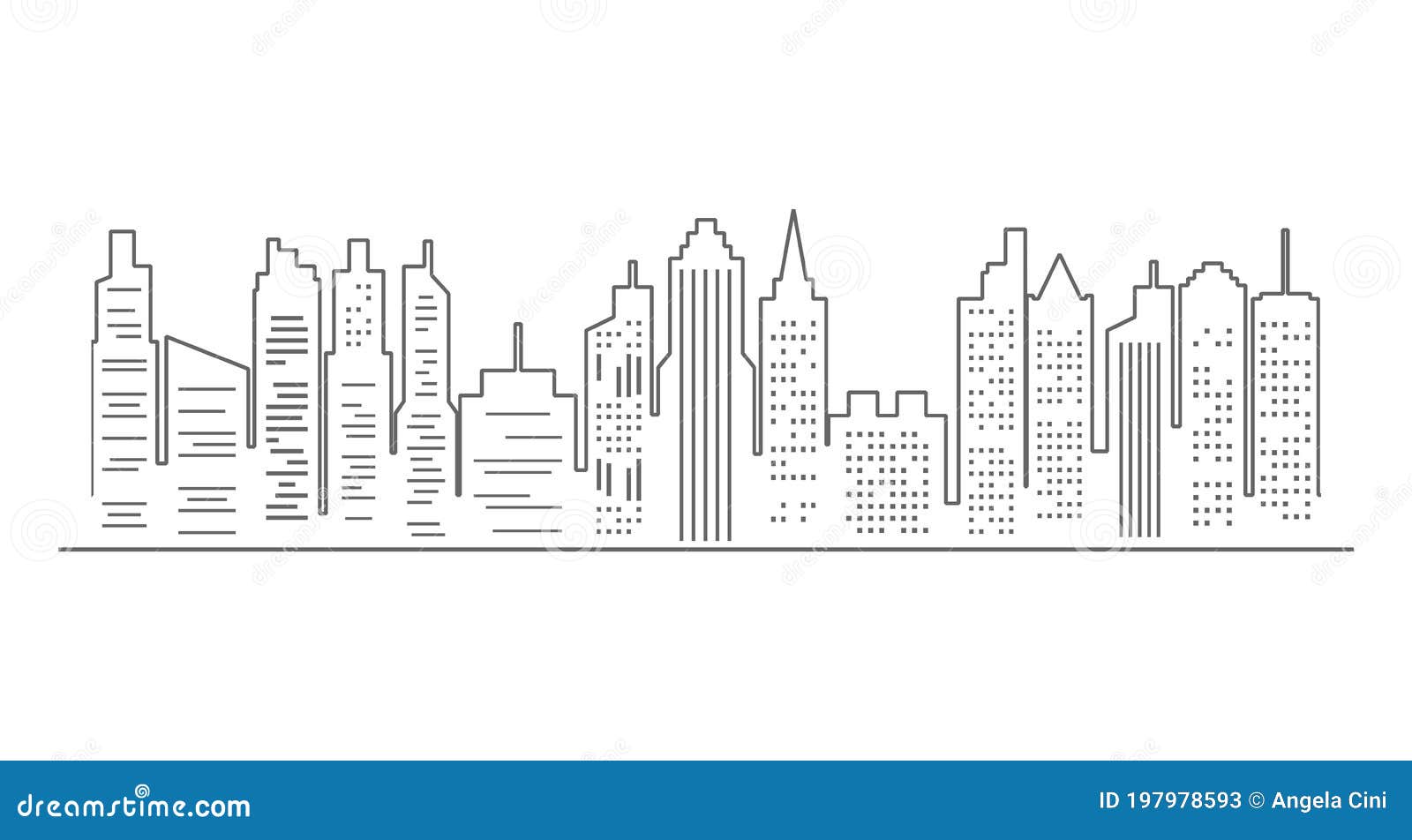 City or Cityscape Outline Illustration Stock Vector - Illustration of ...