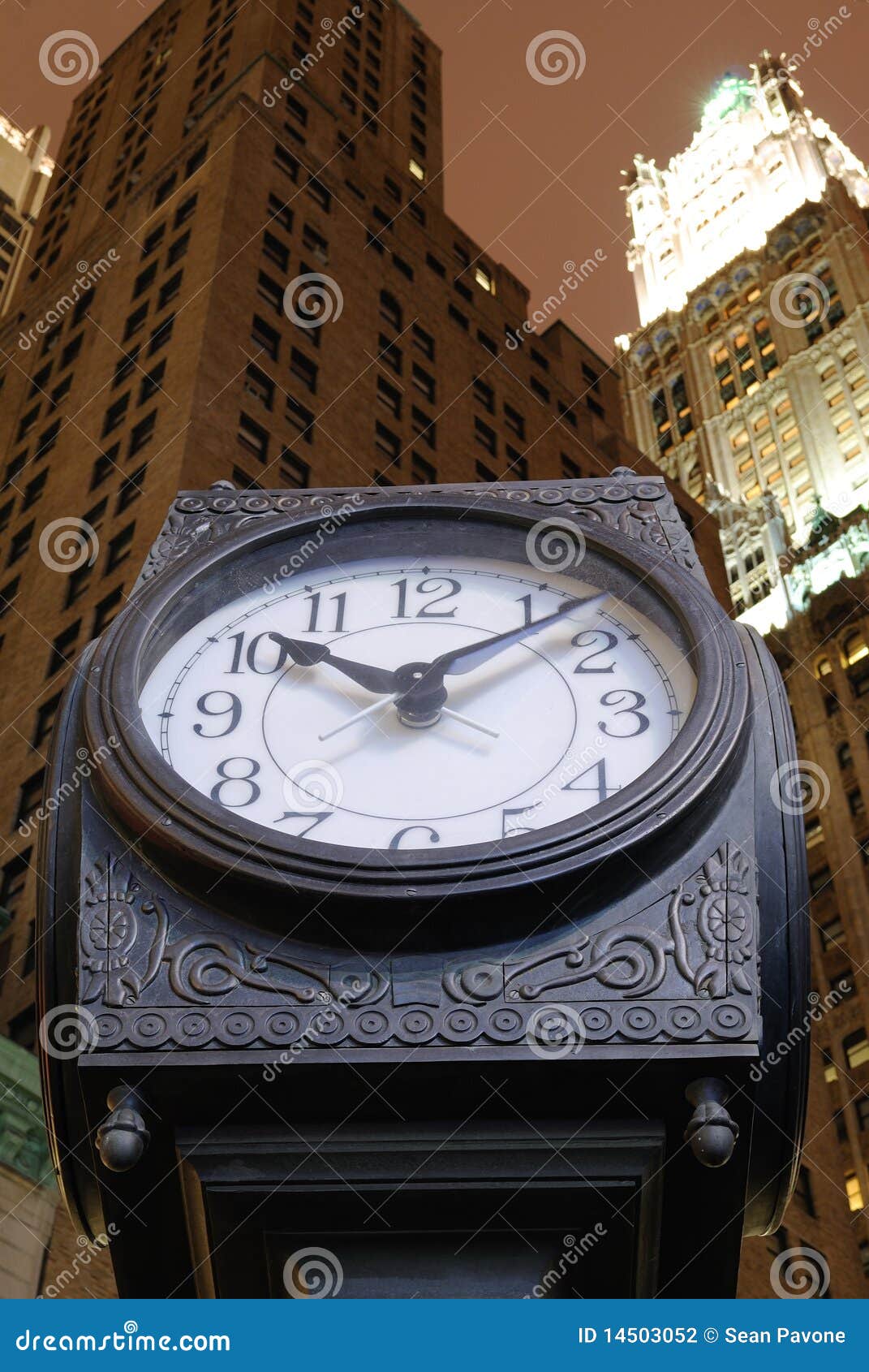 City Clock and Skyscrapers stock photo. Image of city - 14503052