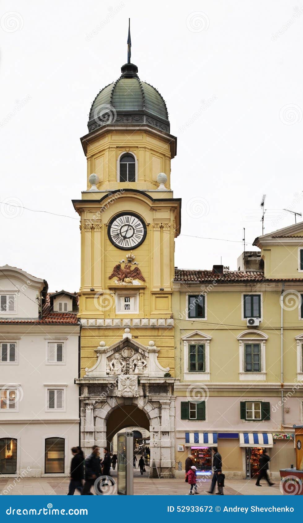 City Clock Tower in Rijeka. Croatia Stock Photo - Image of house ...