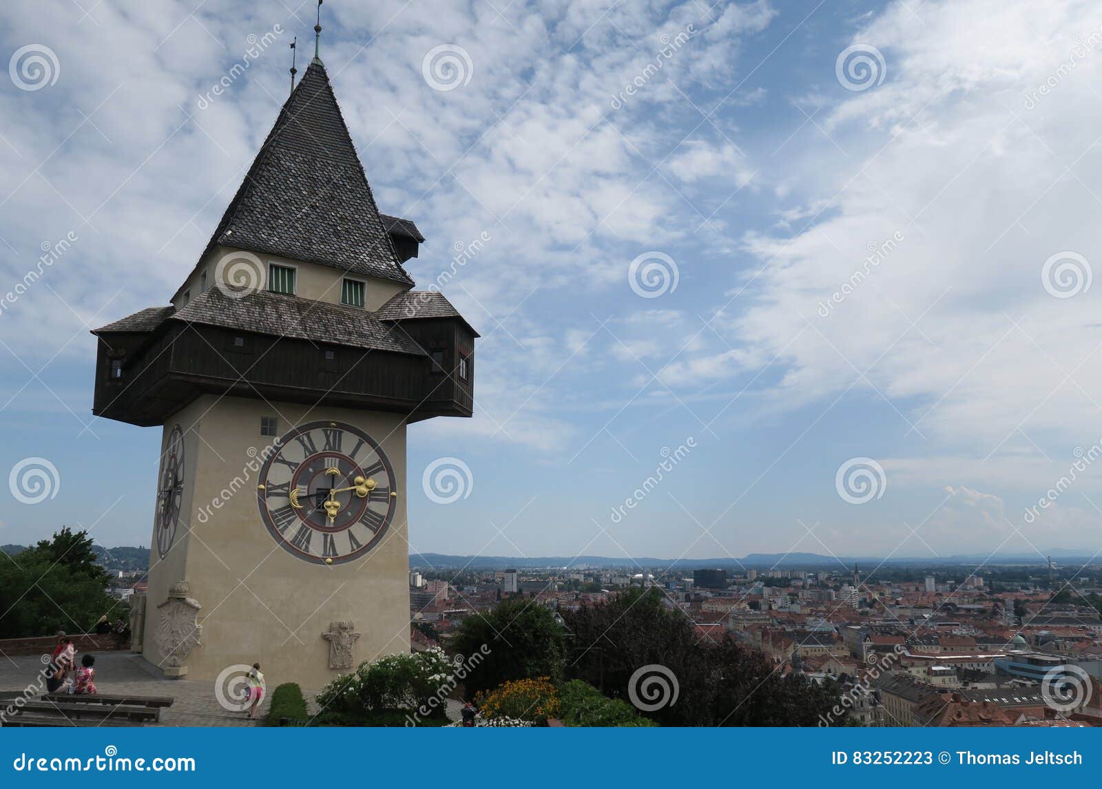 City Clock Uhrturm Tower is the Landmark of Graz, Austria Editorial ...