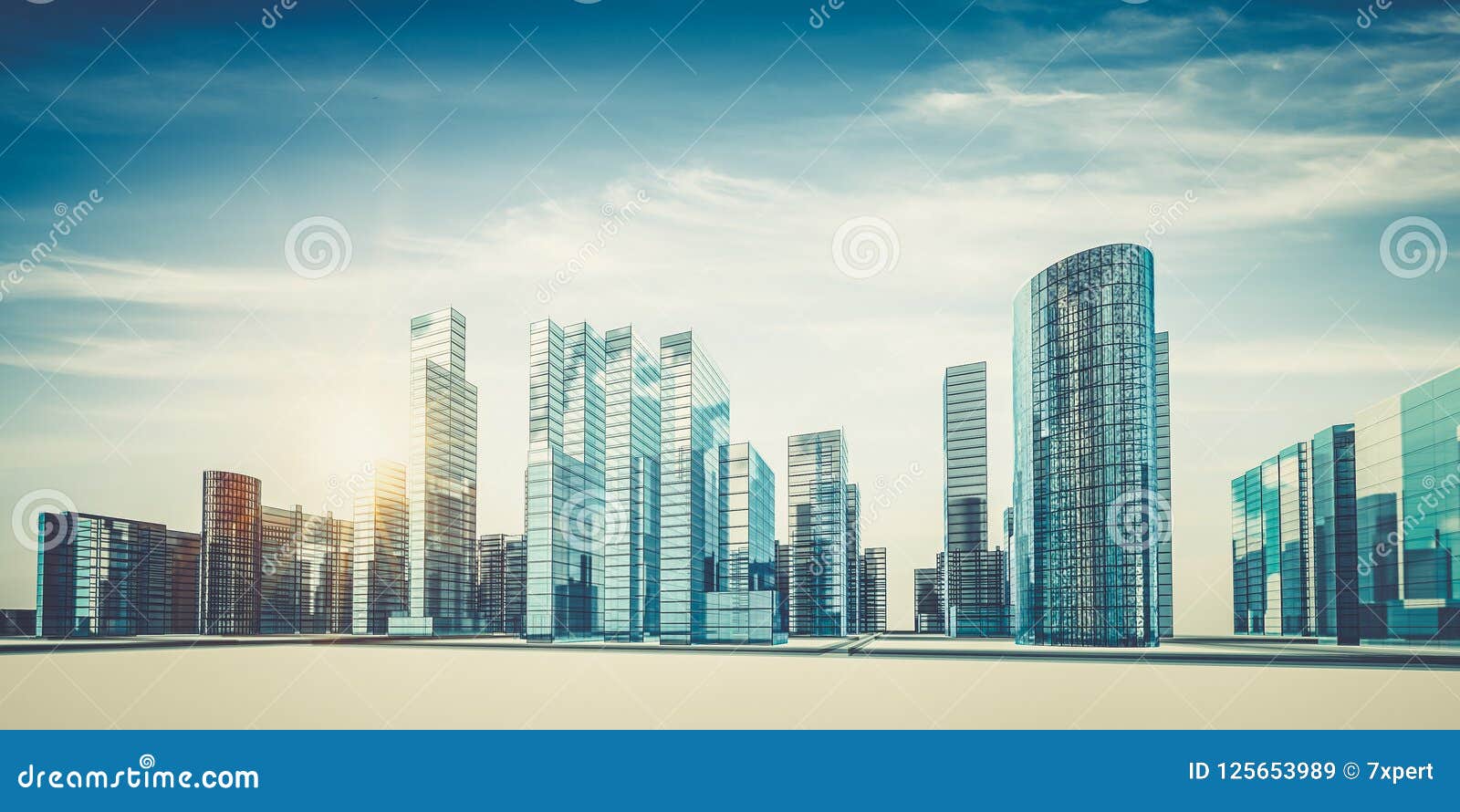 City in Clouds 3d Rendering Stock Illustration - Illustration of ...