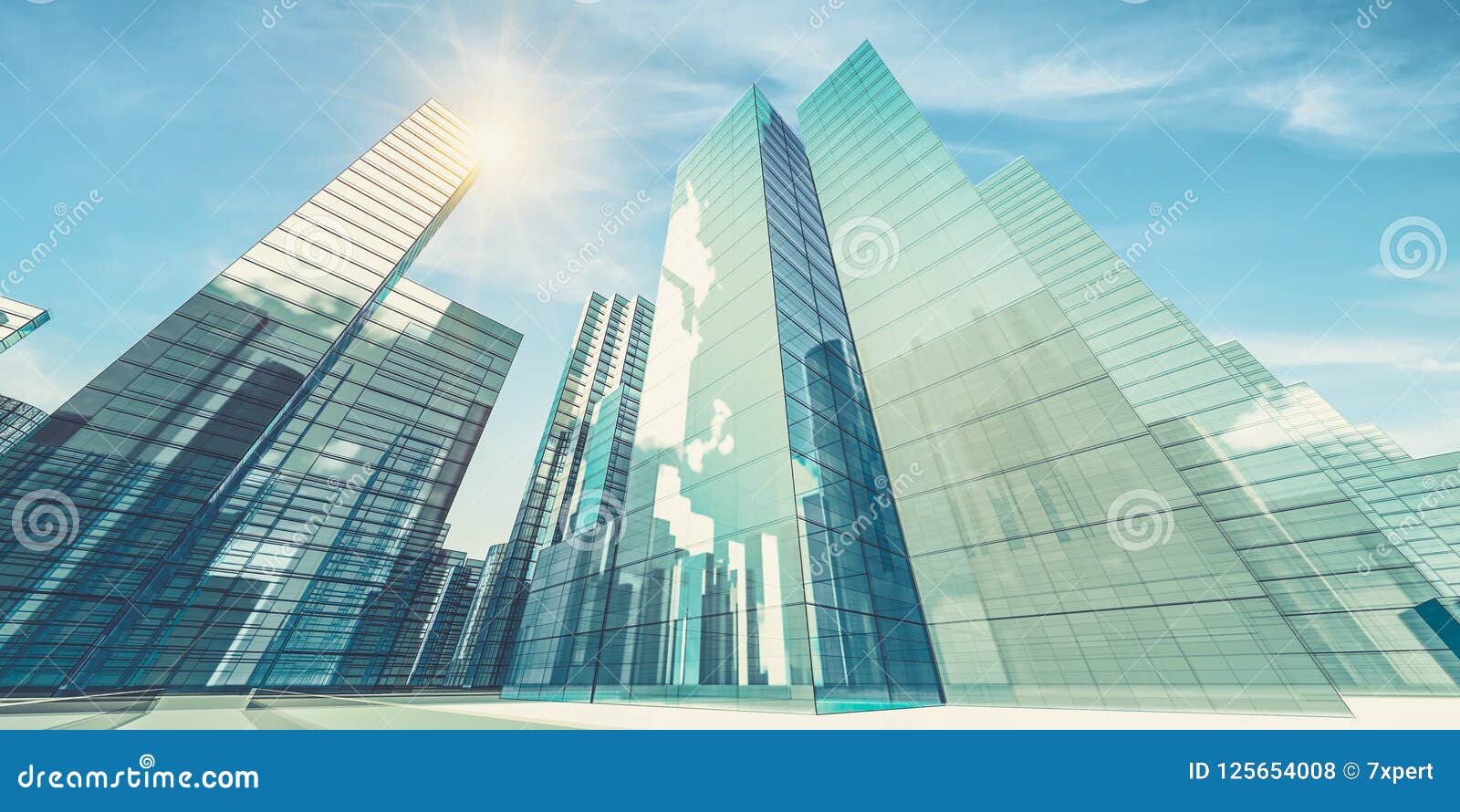 City in Clouds 3d Rendering Stock Illustration - Illustration of ...