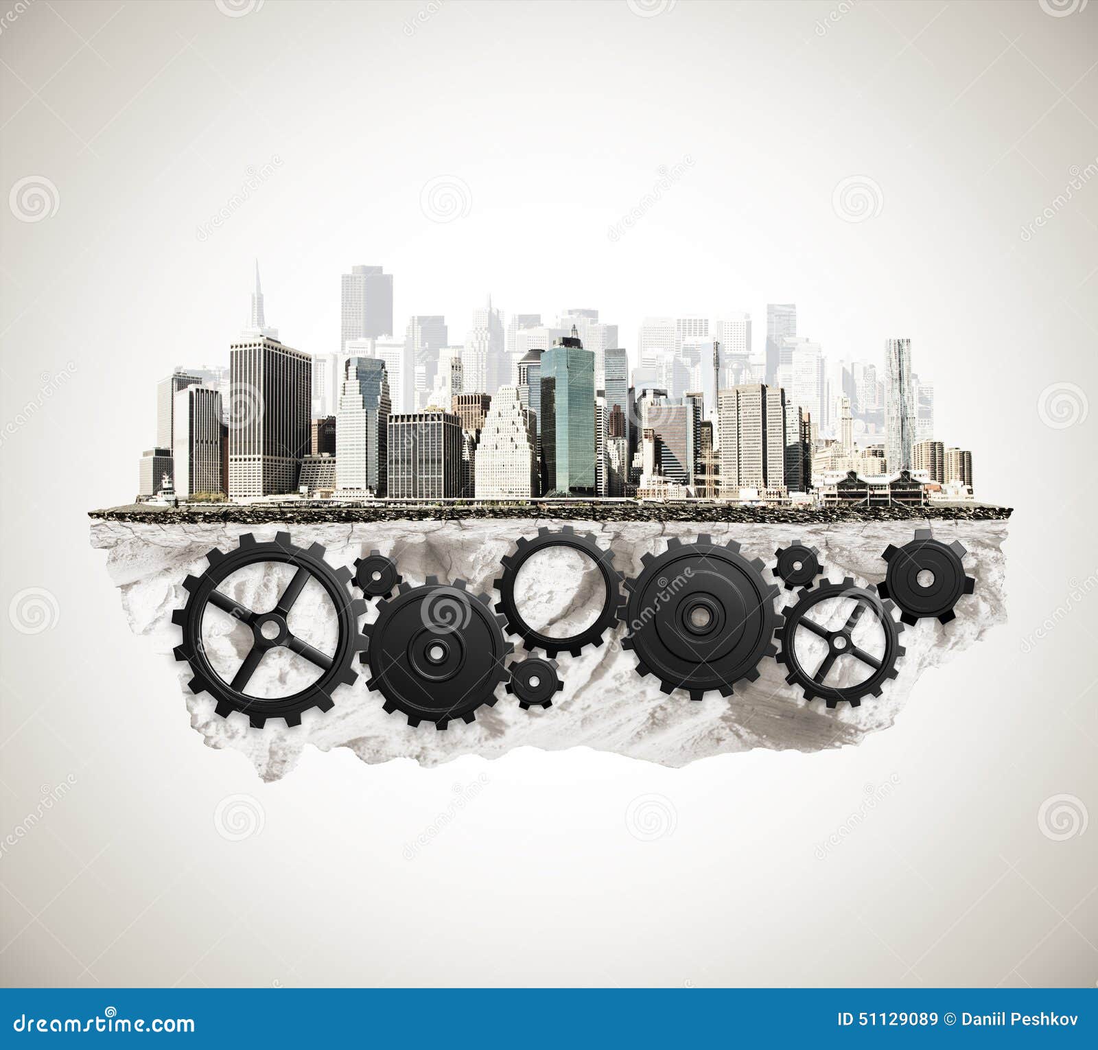 City with Cogwheel Mechanism Stock Image - Image of machinery, city ...
