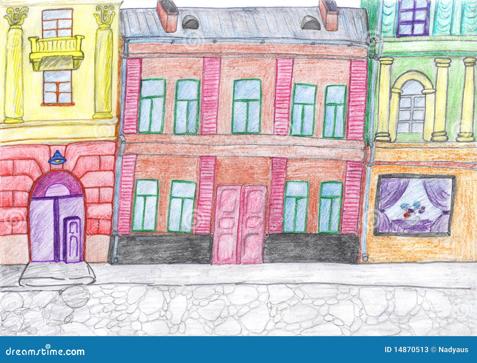 City Colored Drawing, Concept Stock Illustration - Illustration of ...